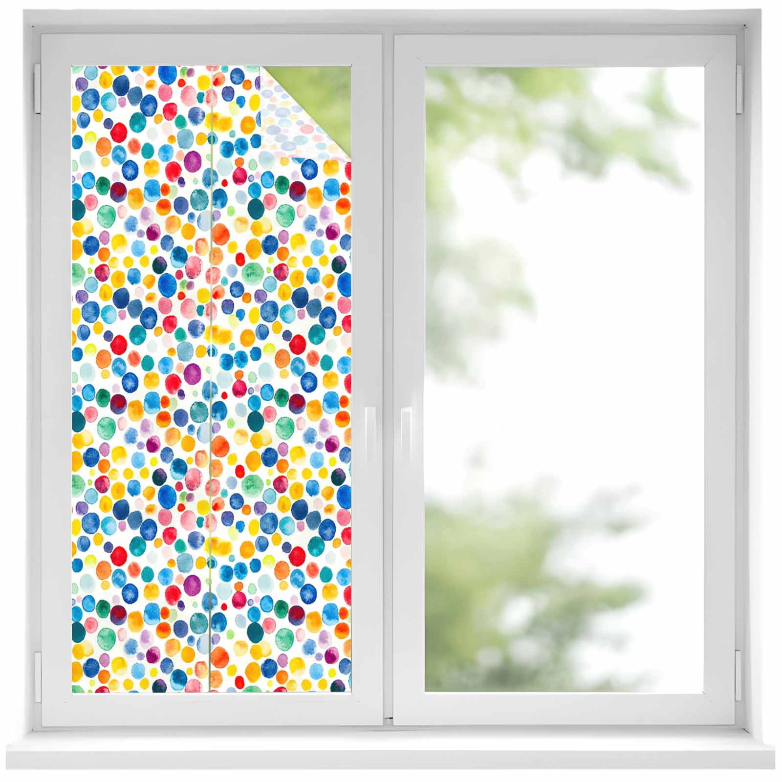 Colorful Polka Dot Window Privacy Film, Rainbow Polka Dots Watercolor ...