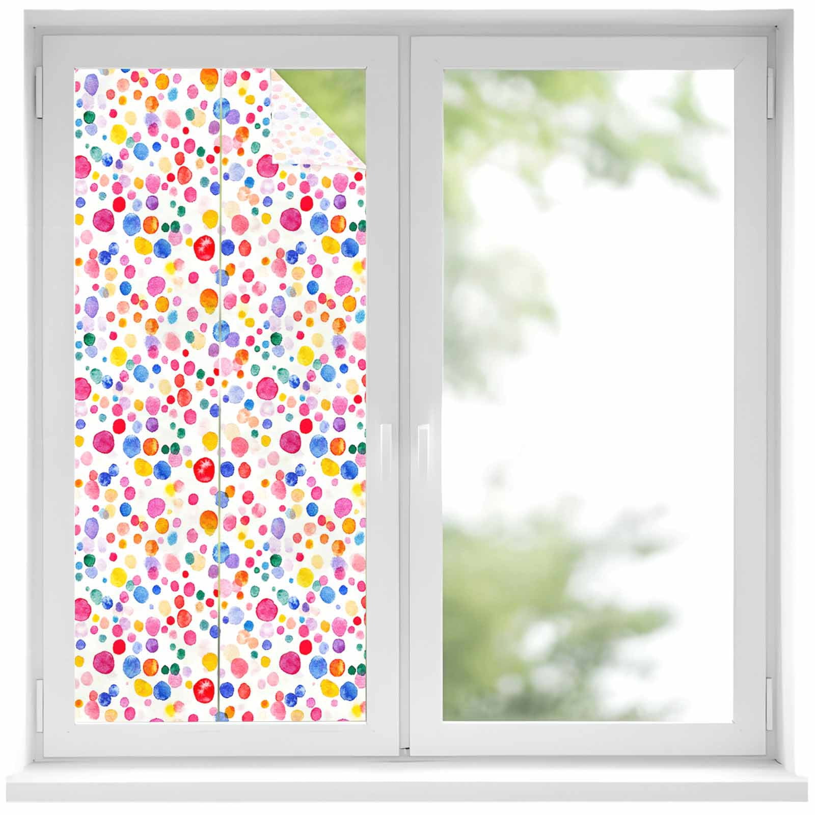 Colorful Polka Dot Window Privacy Film, Rainbow Watercolor Polka Dots ...