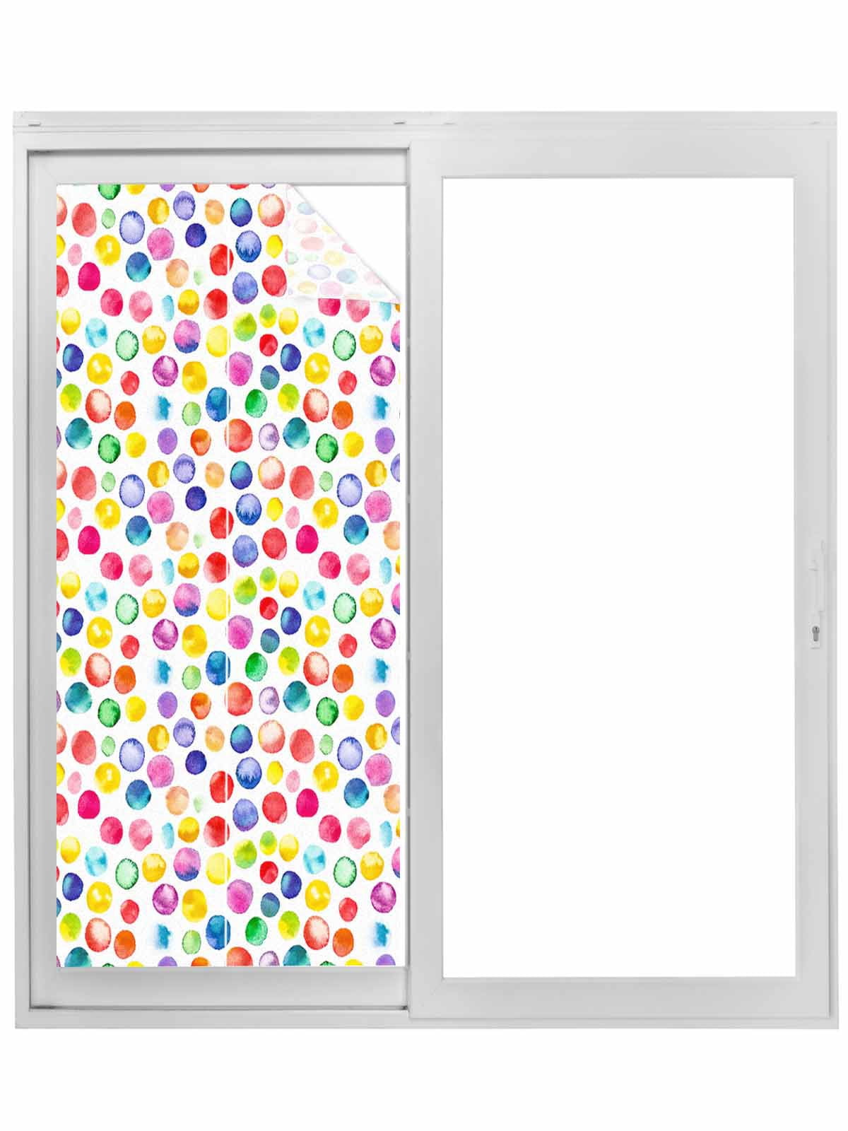 Colorful Polka Dot Window Privacy Film, Watercolor Rainbow Polka Dots ...