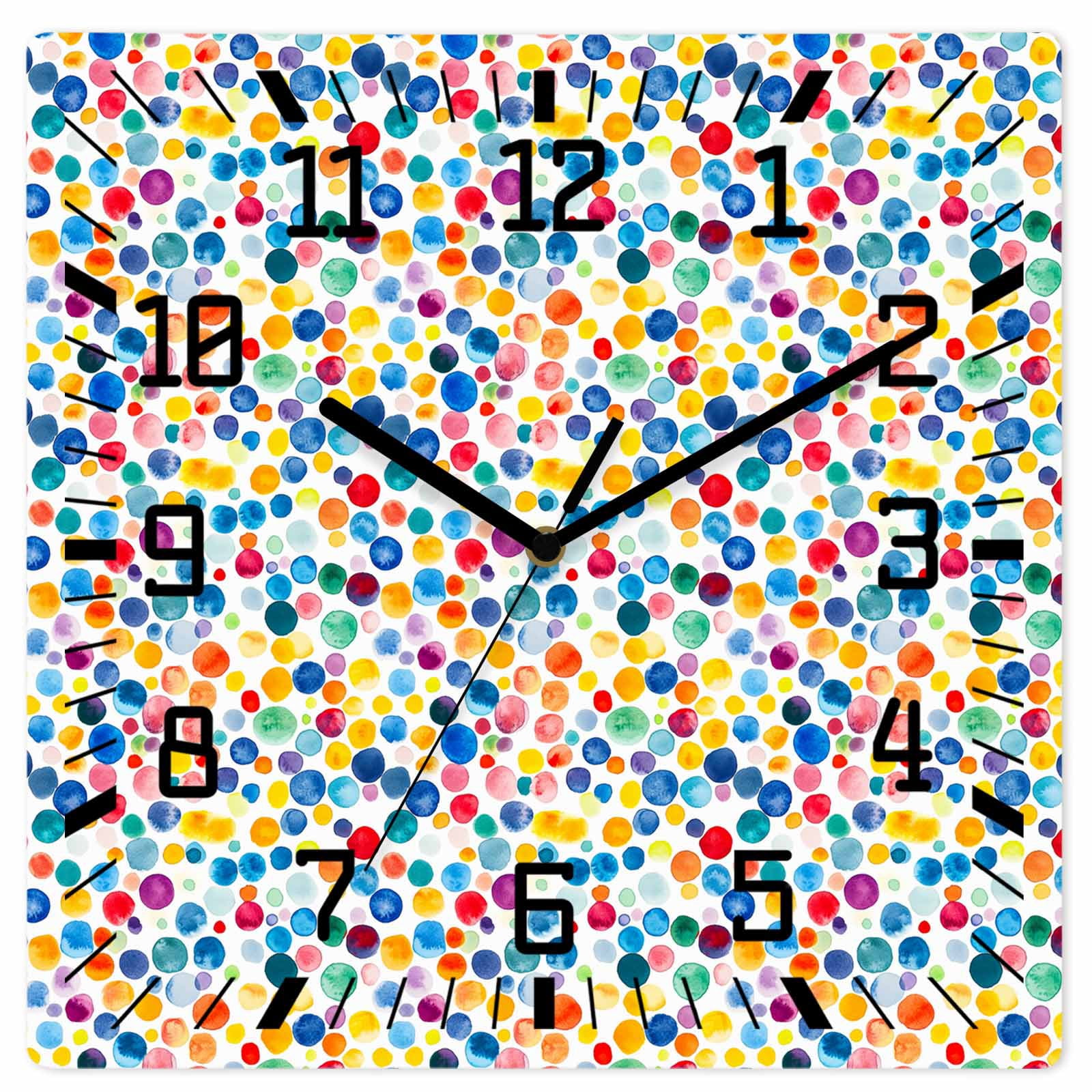 Colorful Polka Dot Wooden Wall Clock Silent Non Ticking, Rainbow Polka ...