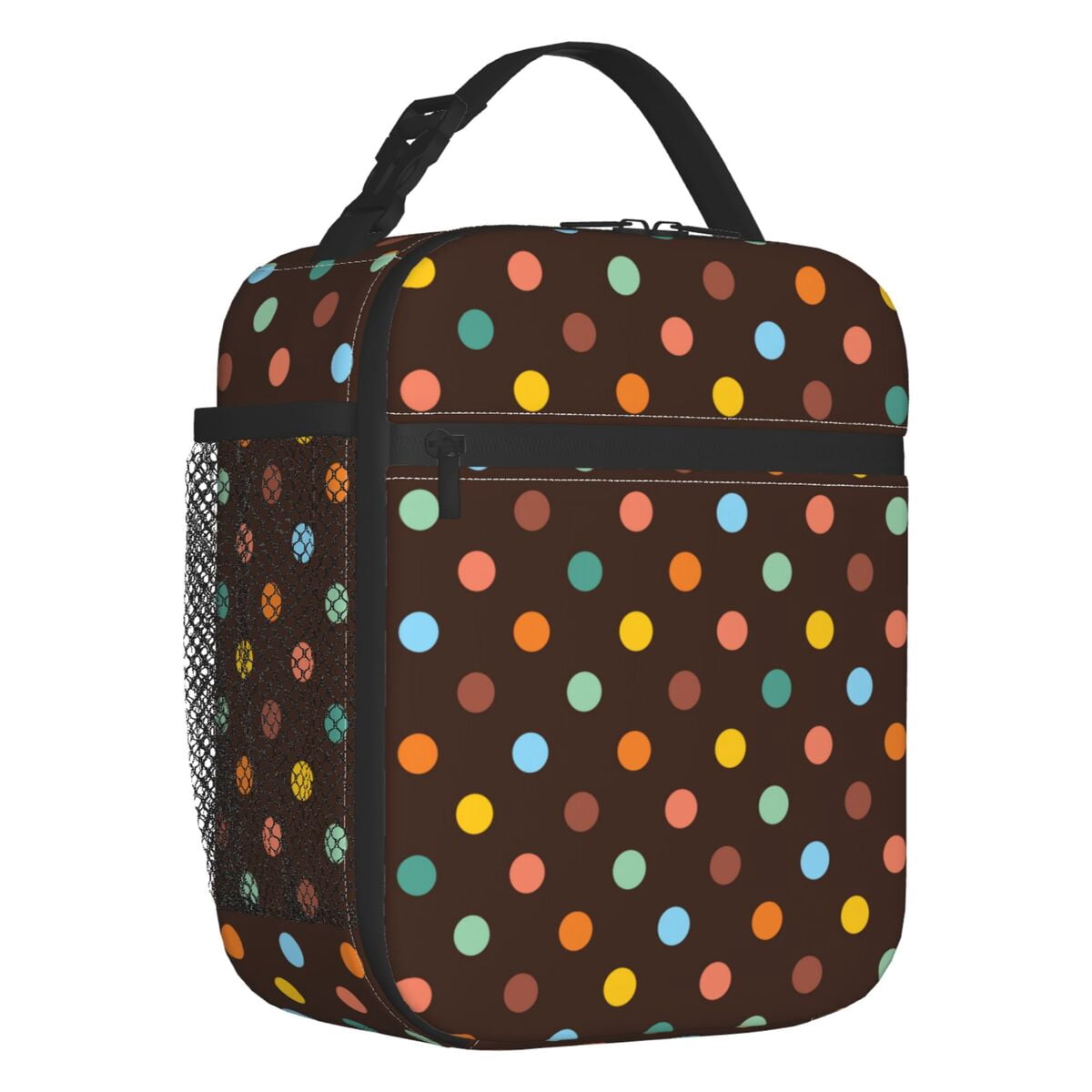 Colorful Polka Dots Brown Seamless Pattern Thermal Insulated Lunch Bag ...