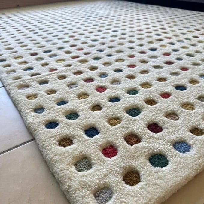 Colorful Polka Dots Handmade Tufted 100 % NZ Wool Rug, Extra Soft ...