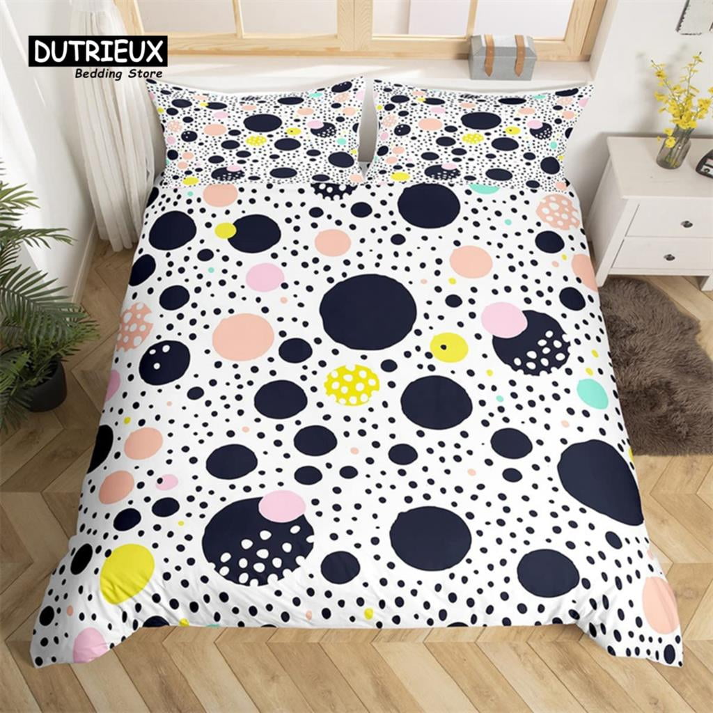 Colorful Polka Dots King Duvet Cover Circles Print Bedding Set ...