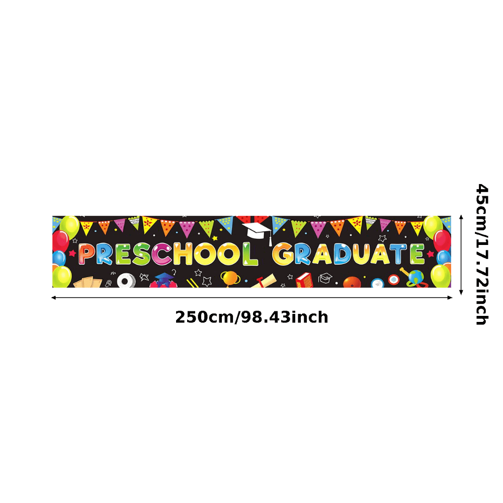 Colorful Polyester Preschool Graduation Banner with Decorative Design ...