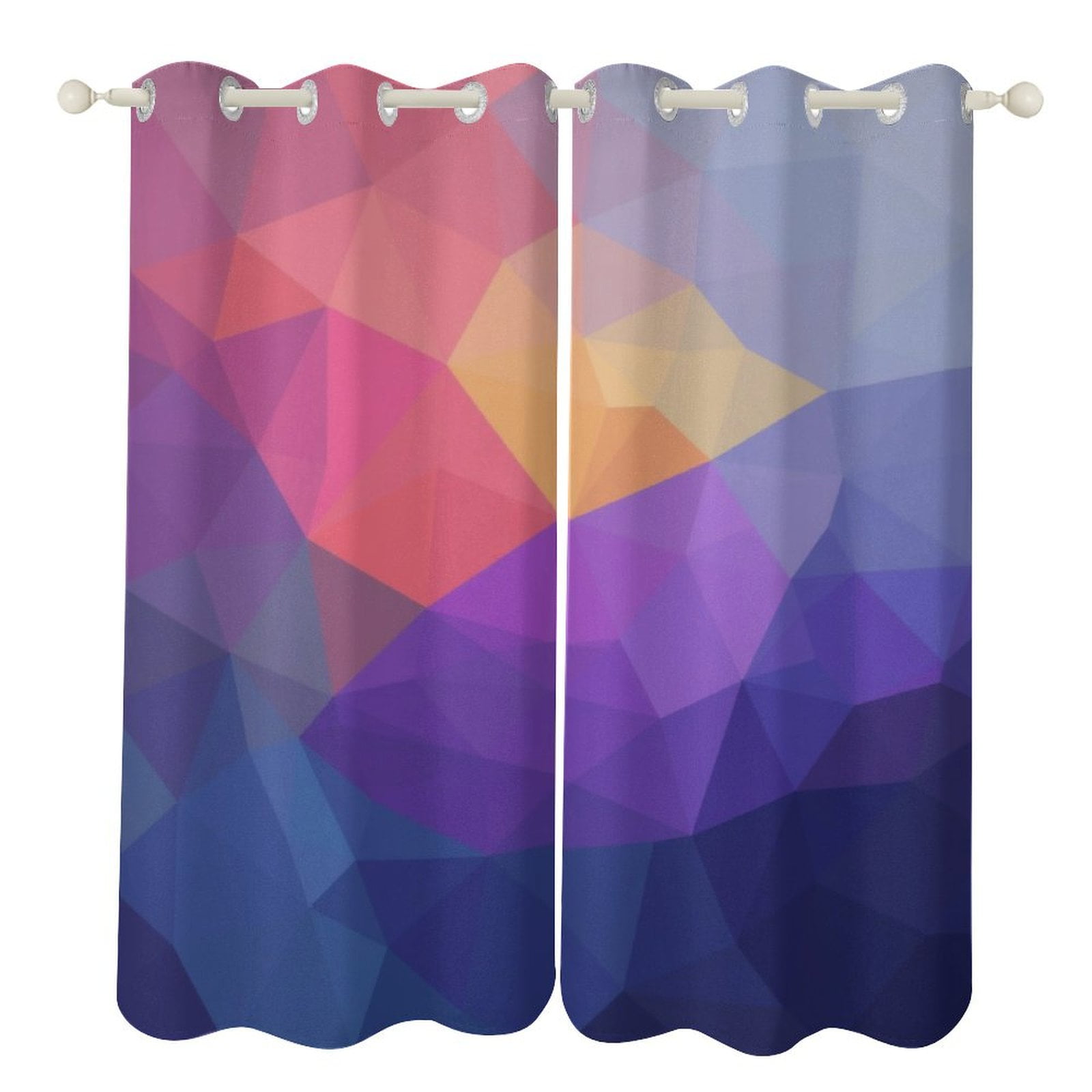 Colorful Polygon 2 Pieces Window Drape Curtain for Living Room Bedroom Decor - Walmart.com