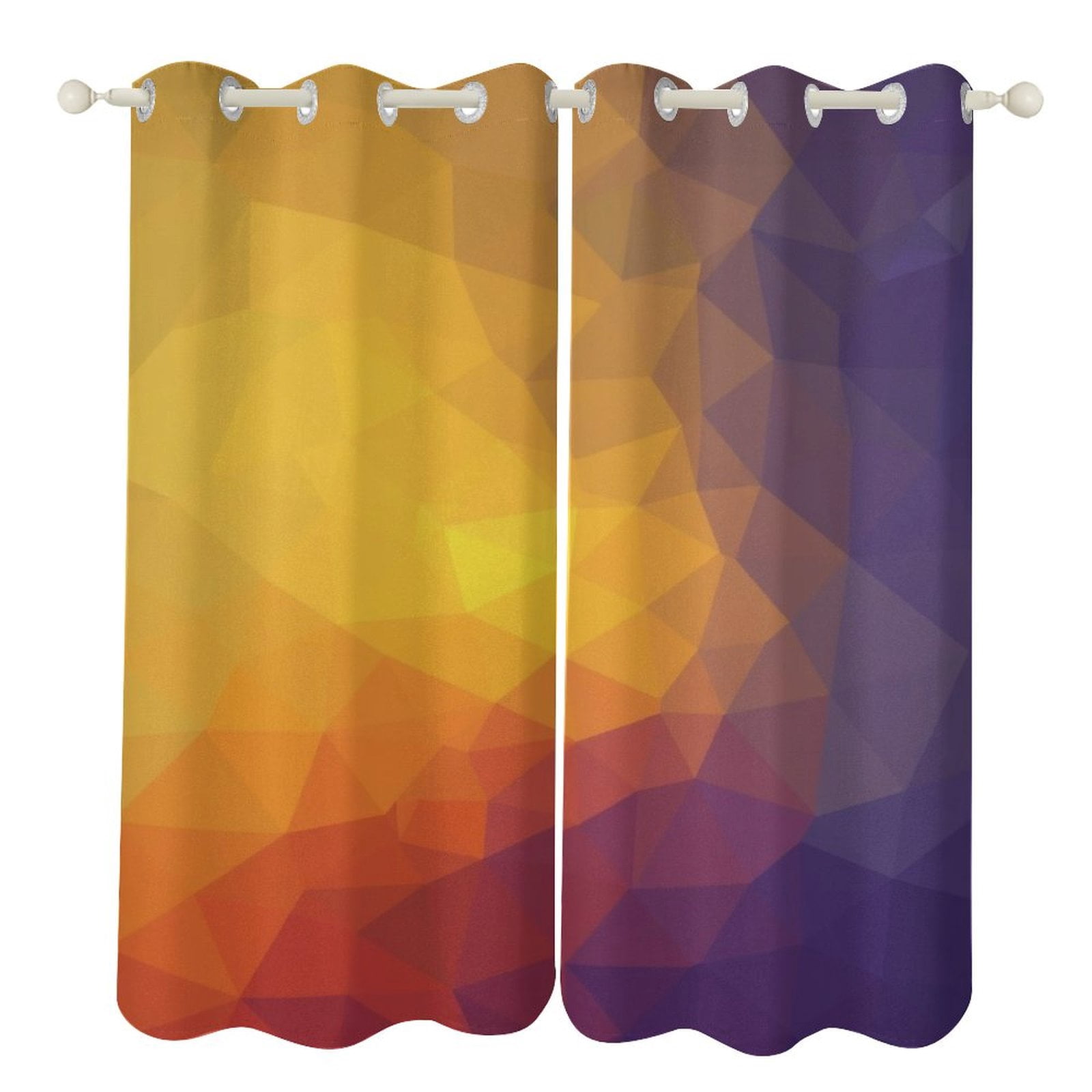 Colorful Polygon 2 Pieces Window Drape Curtain for Living Room Bedroom ...