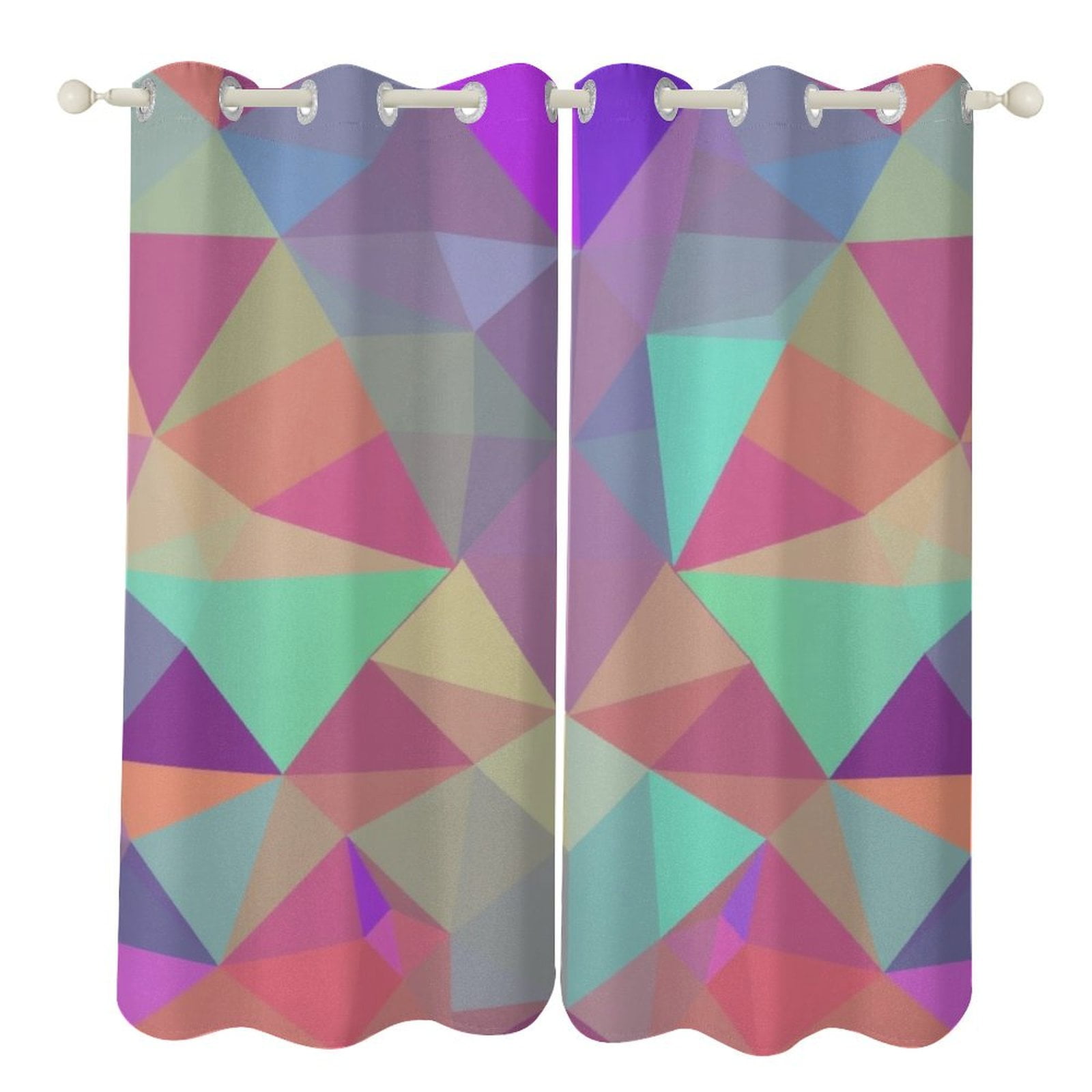 Colorful Polygon 2 Pieces Window Drape Curtain for Living Room Bedroom Decor - Walmart.com