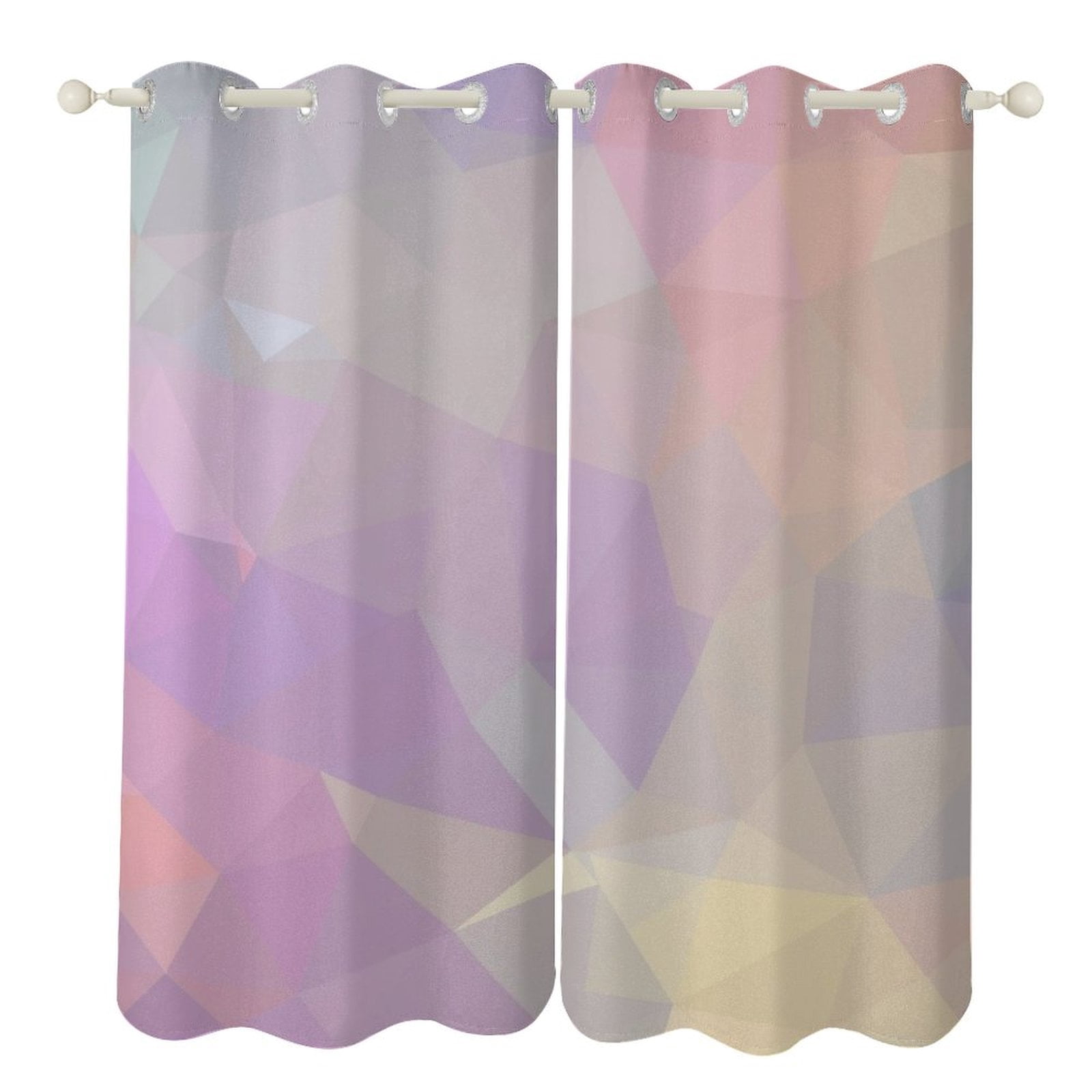 Colorful Polygon 2 Pieces Window Drape Curtain for Living Room Bedroom ...