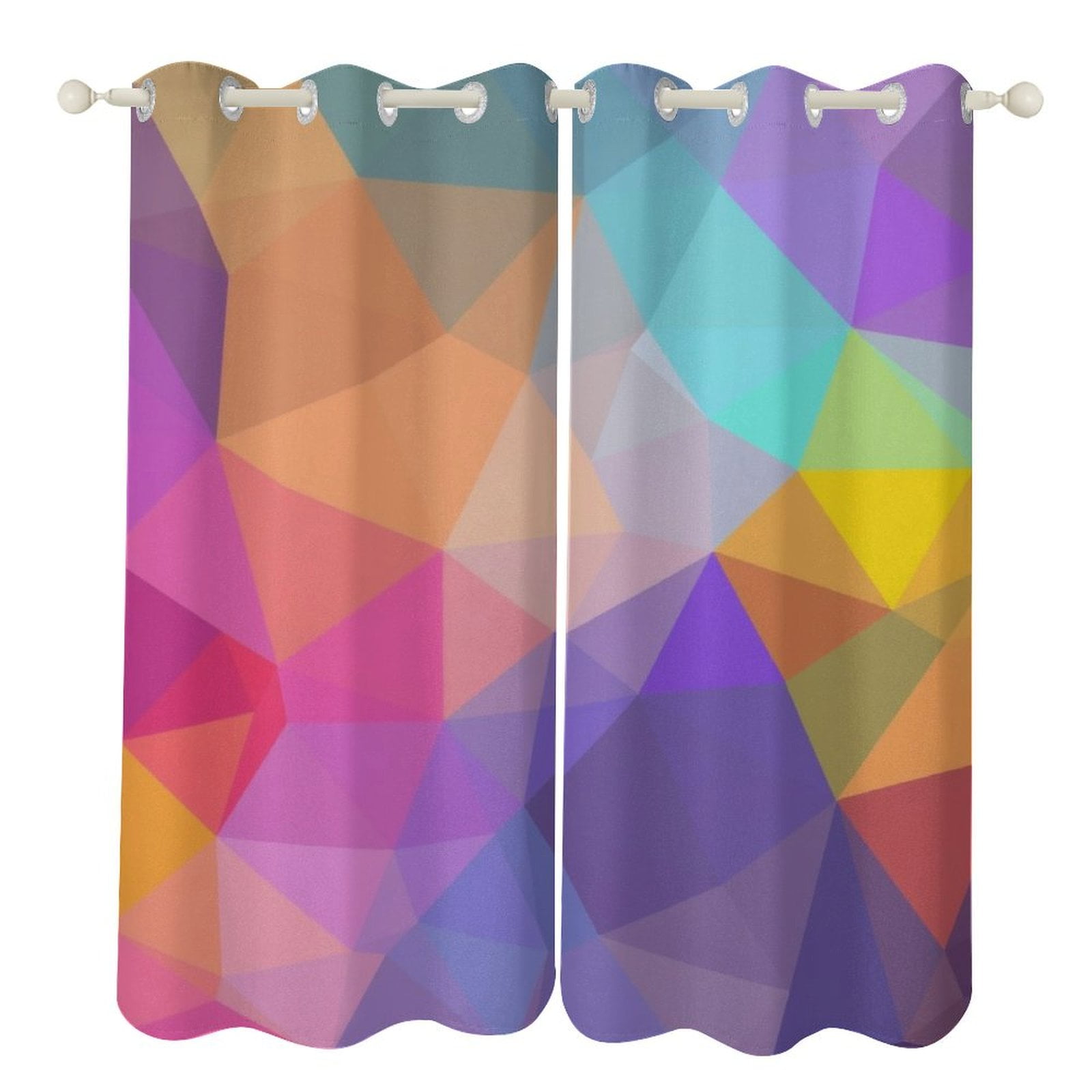 Colorful Polygon Curtains for Bedroom Living Room Drapes Kitchen Children's Room Window Curtain ...