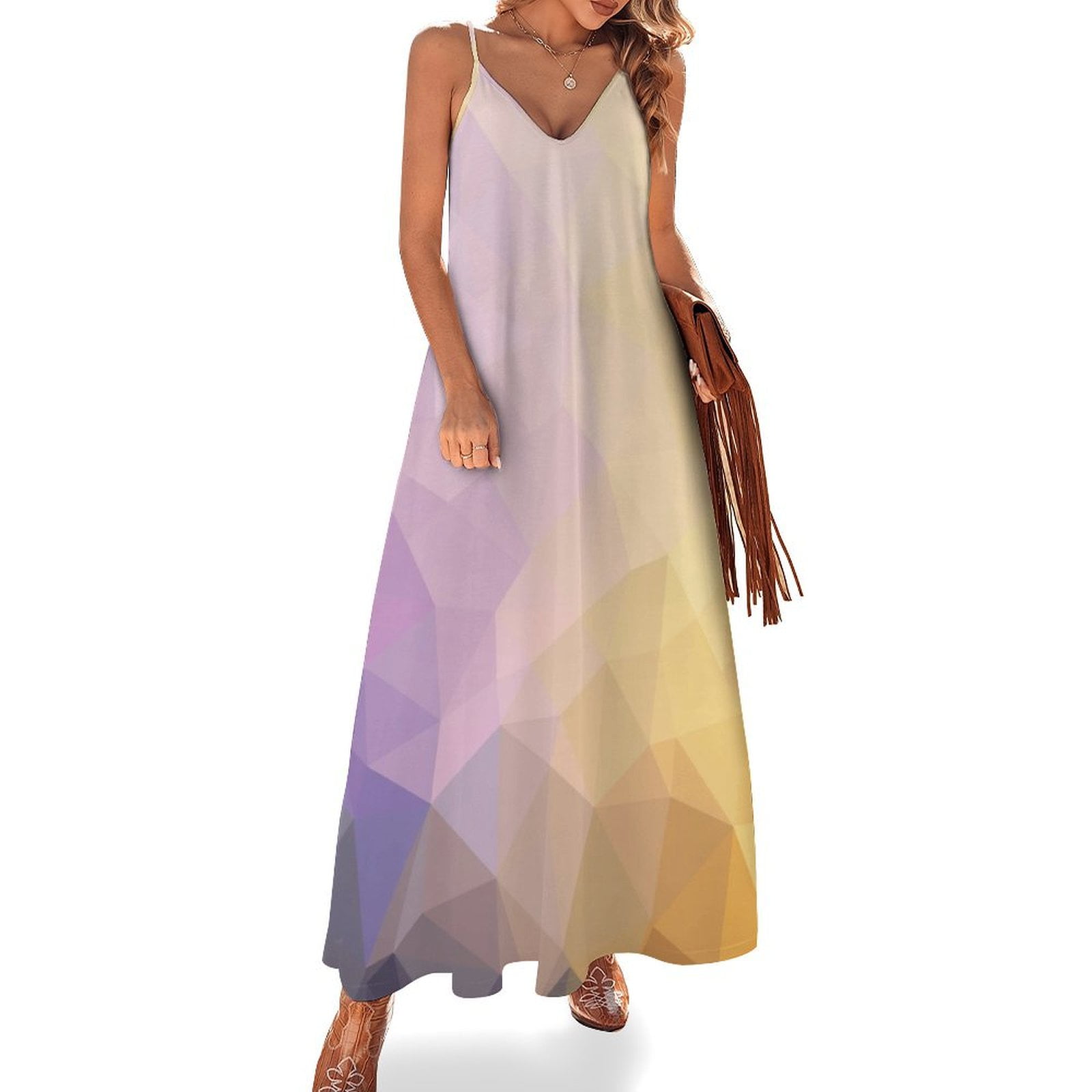 Colorful Polygon Sleeveless Dress Beach Outfits for Women Luxury Dress Dress Women Party Dresses ...