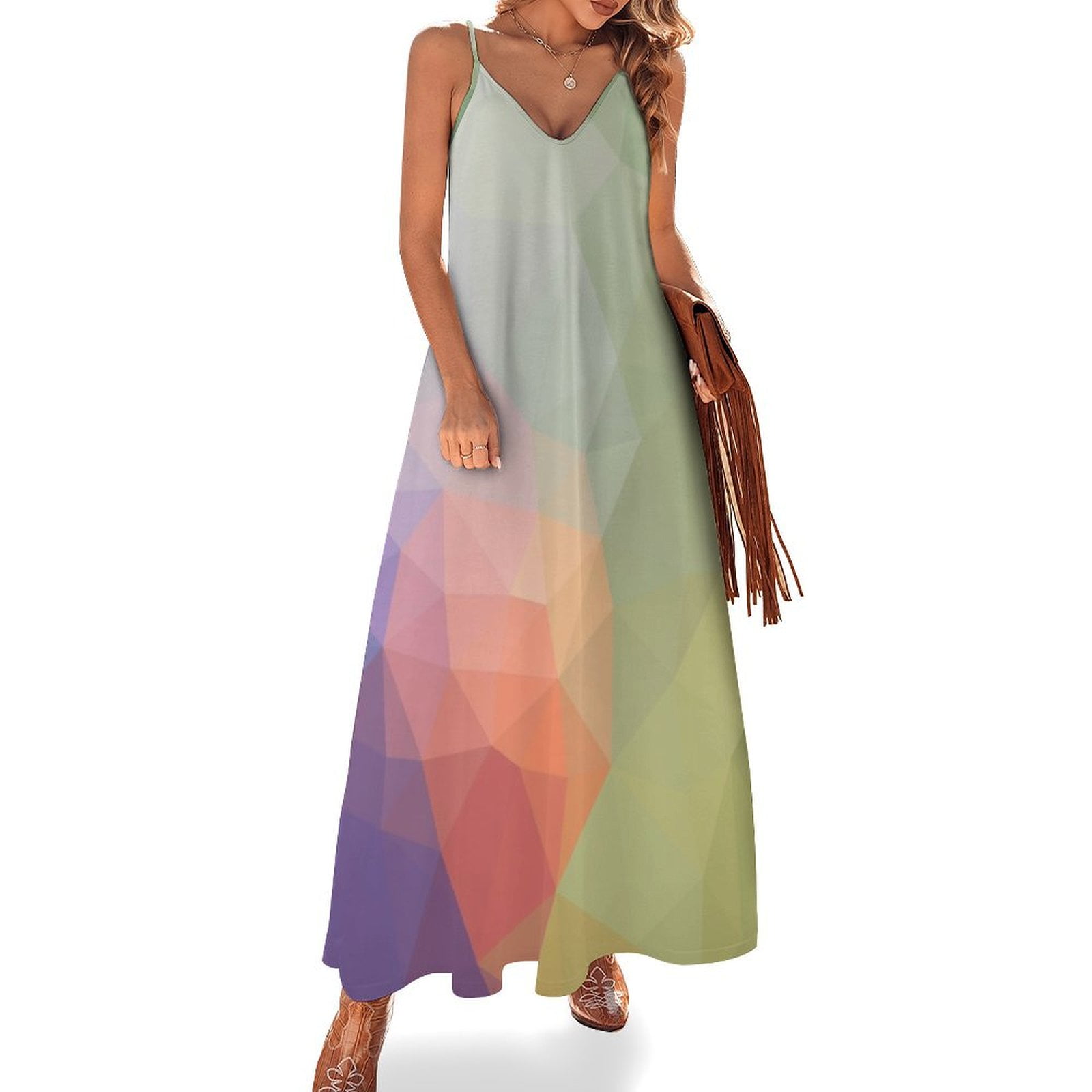 Colorful Polygon Sleeveless Dress Birthday Dresses for Women Clothing Women Summer Women's Dress ...