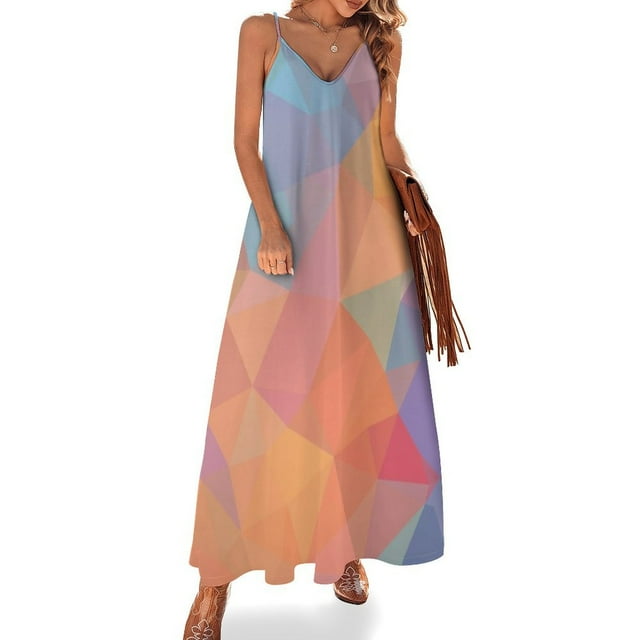 Colorful Polygon Sleeveless Dress Summer Outfits for Women 2025 Elegant Women's Sets Dress ...