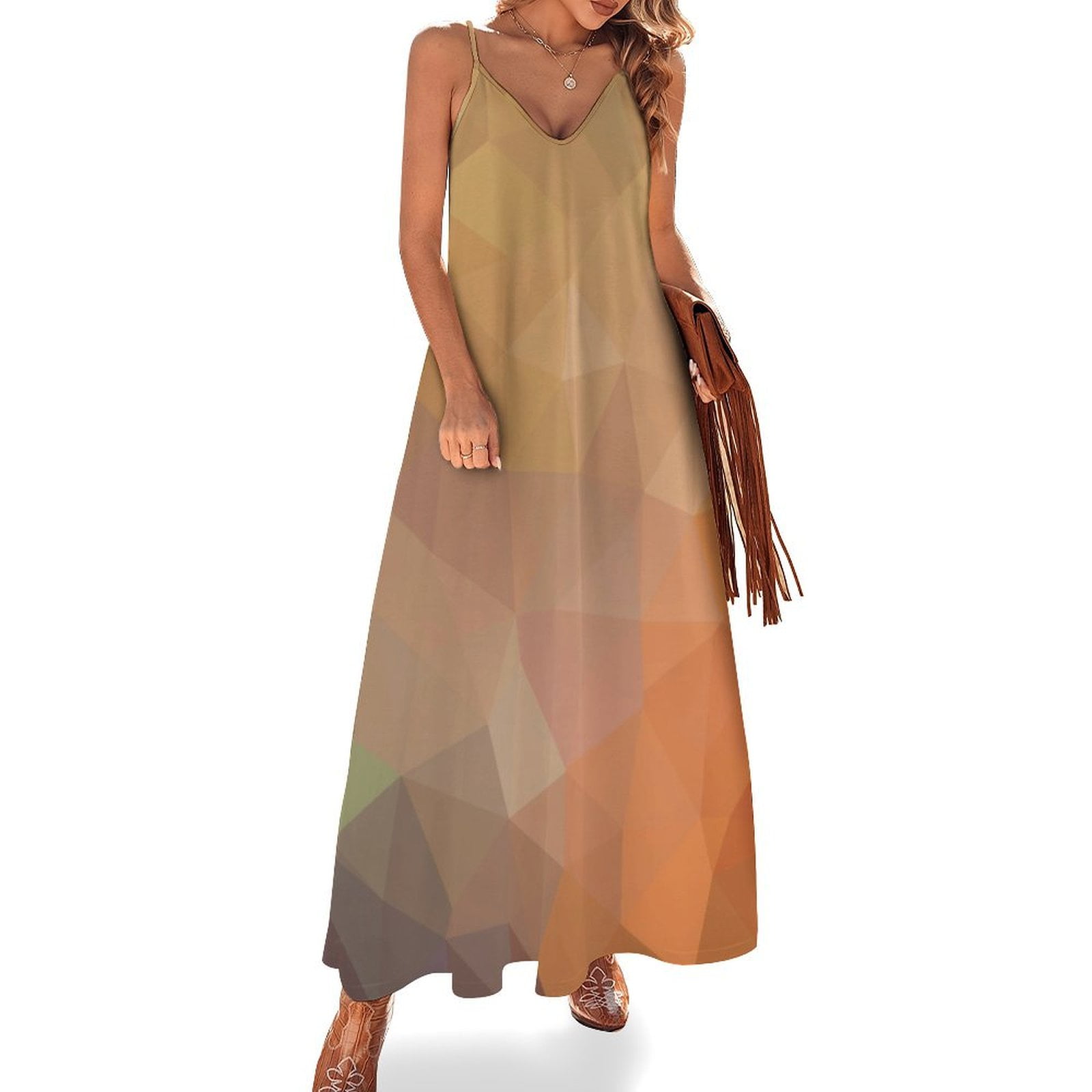 Colorful Polygon Sleeveless Dress Summer Outfits for Women 2025 Elegant Women's Sets Dress ...
