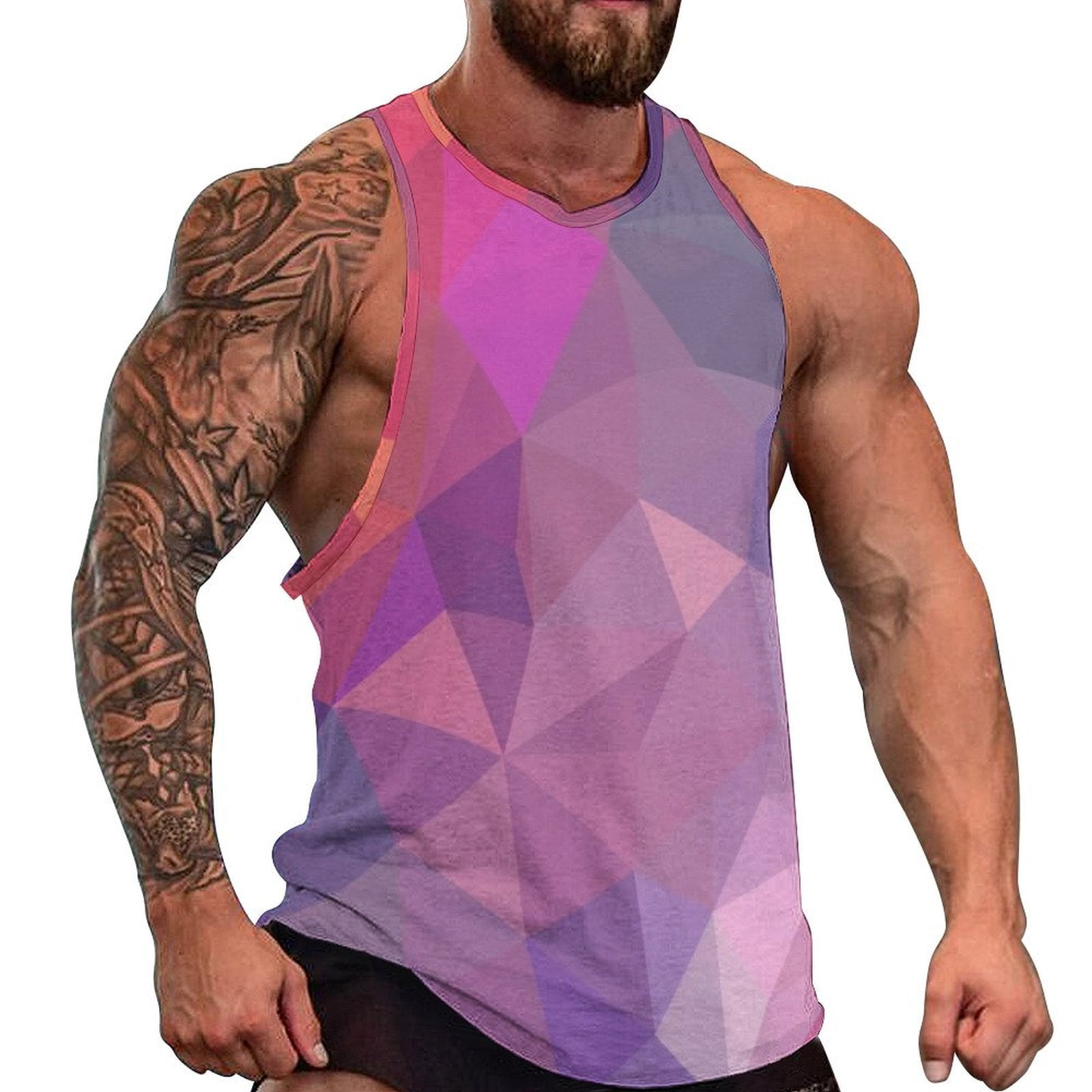 Colorful Polygon Tank Tops Men's Casual Sportswear Vest Oversized ...