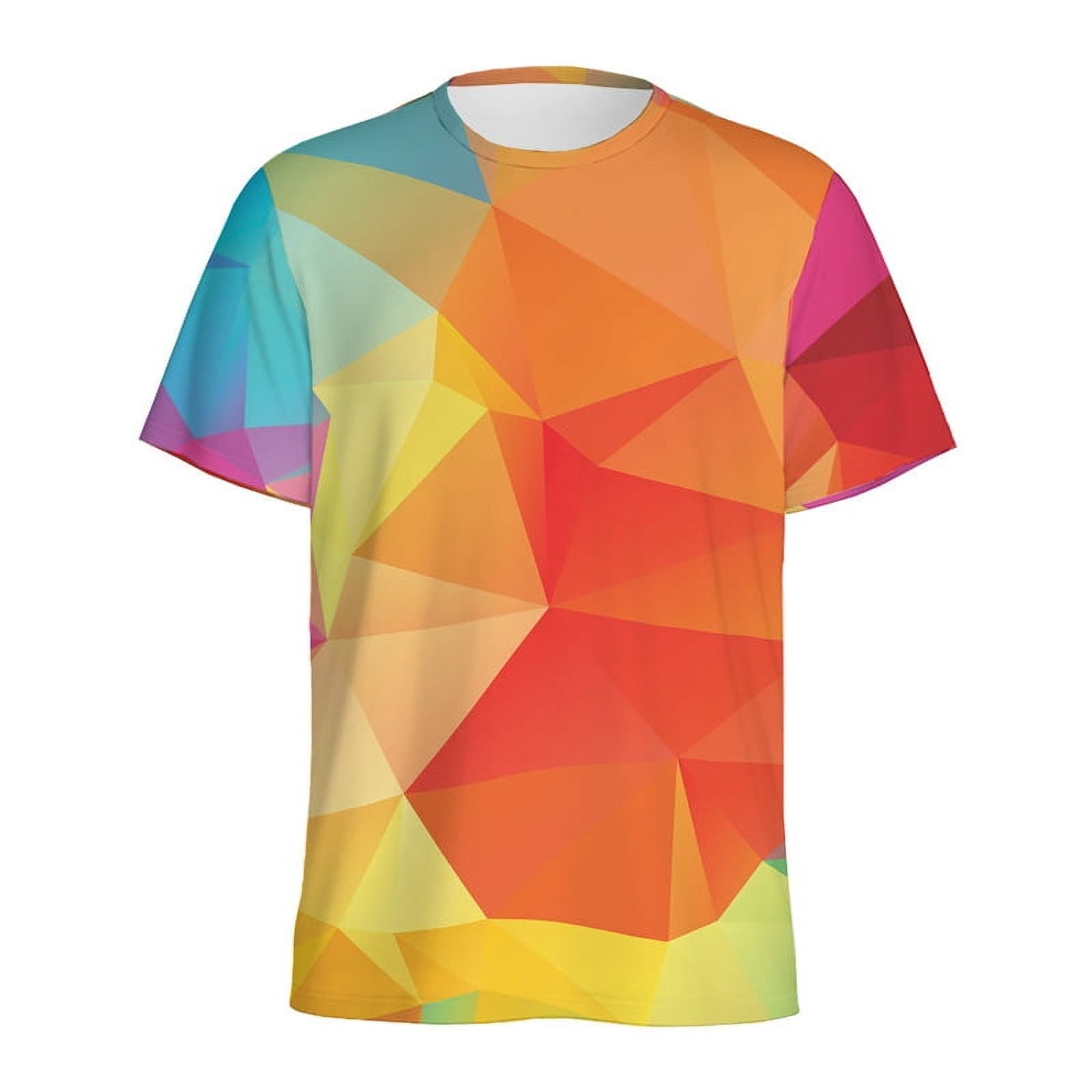 Colorful Polygonal Pattern Tshirt For Men 3D Printed Abstract Geometric ...