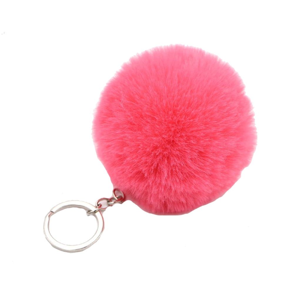 Colorful Pom Pom Keychain Rabbit Faux Fur Pom Pom Ball Fluffy for Key ...
