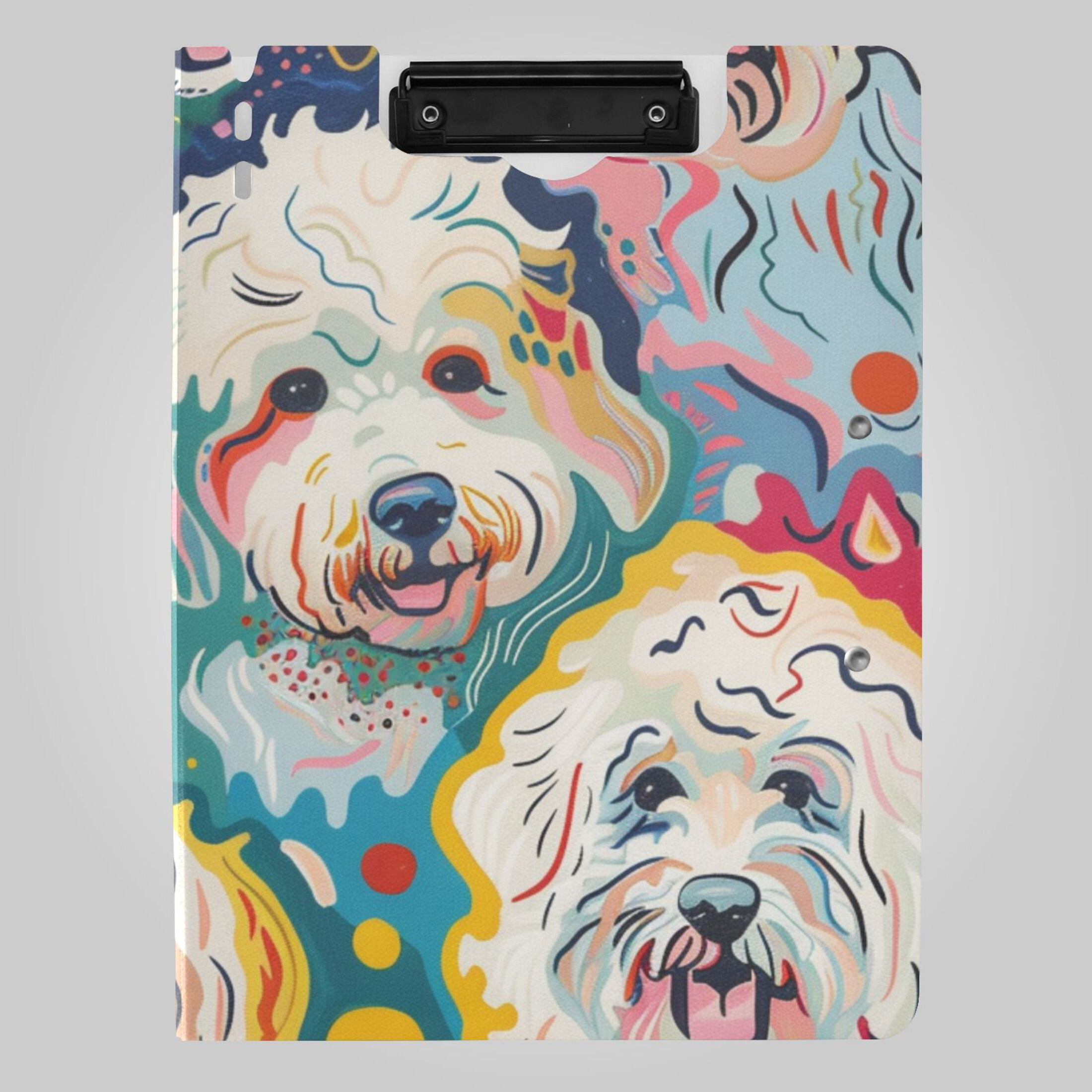 Colorful Poodle Dogs Foldable Binder Folder Clipboard with Pen Slot ...