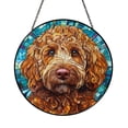 Colorful Poodle Stained Glass Window Suncatcher, Round Animal Panel for ...