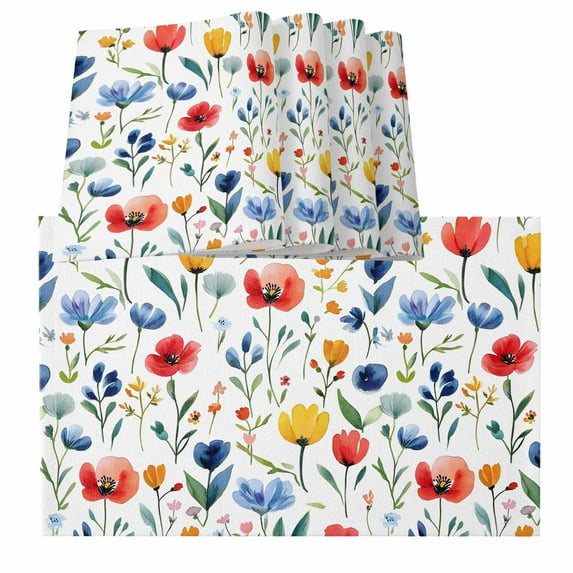 Colorful Poppies Placemats for Dinning Table Set of 6, Orange Blue ...