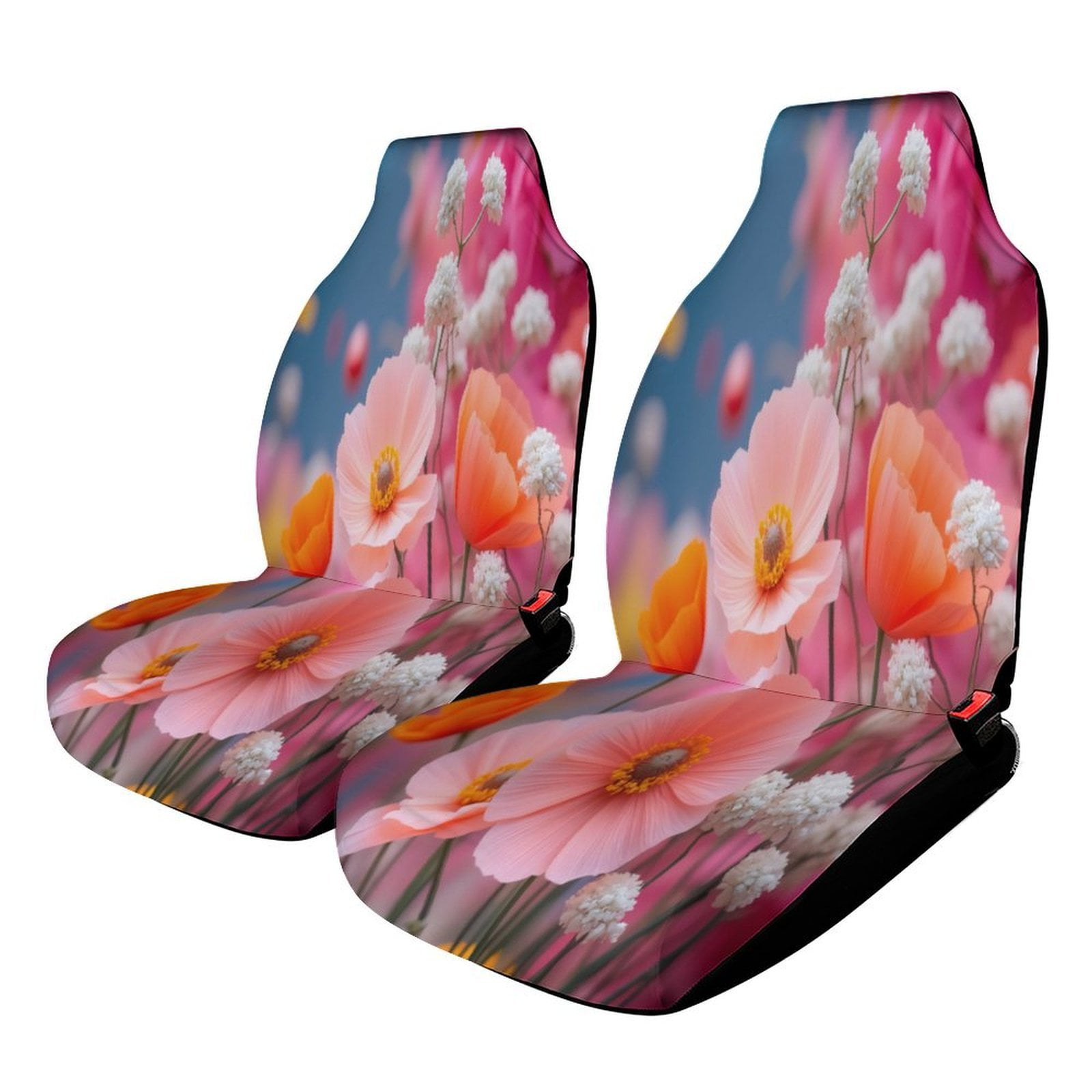 Colorful Poppy Flower Bouquet Car Seat Covers Car Accessories Pack of 2 ...