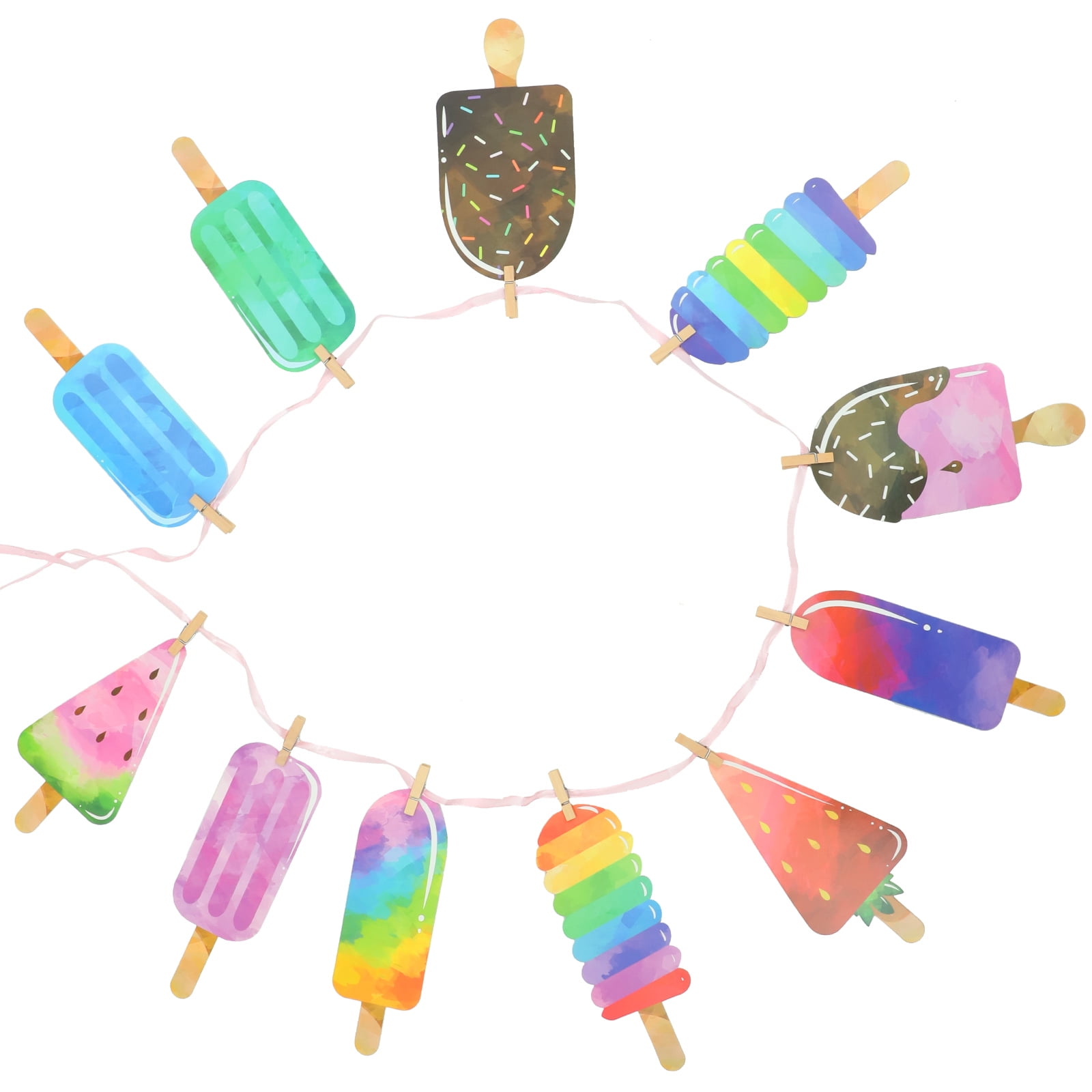 Colorful Popsicle Banner Paper Banner Party Garland for School Summer ...