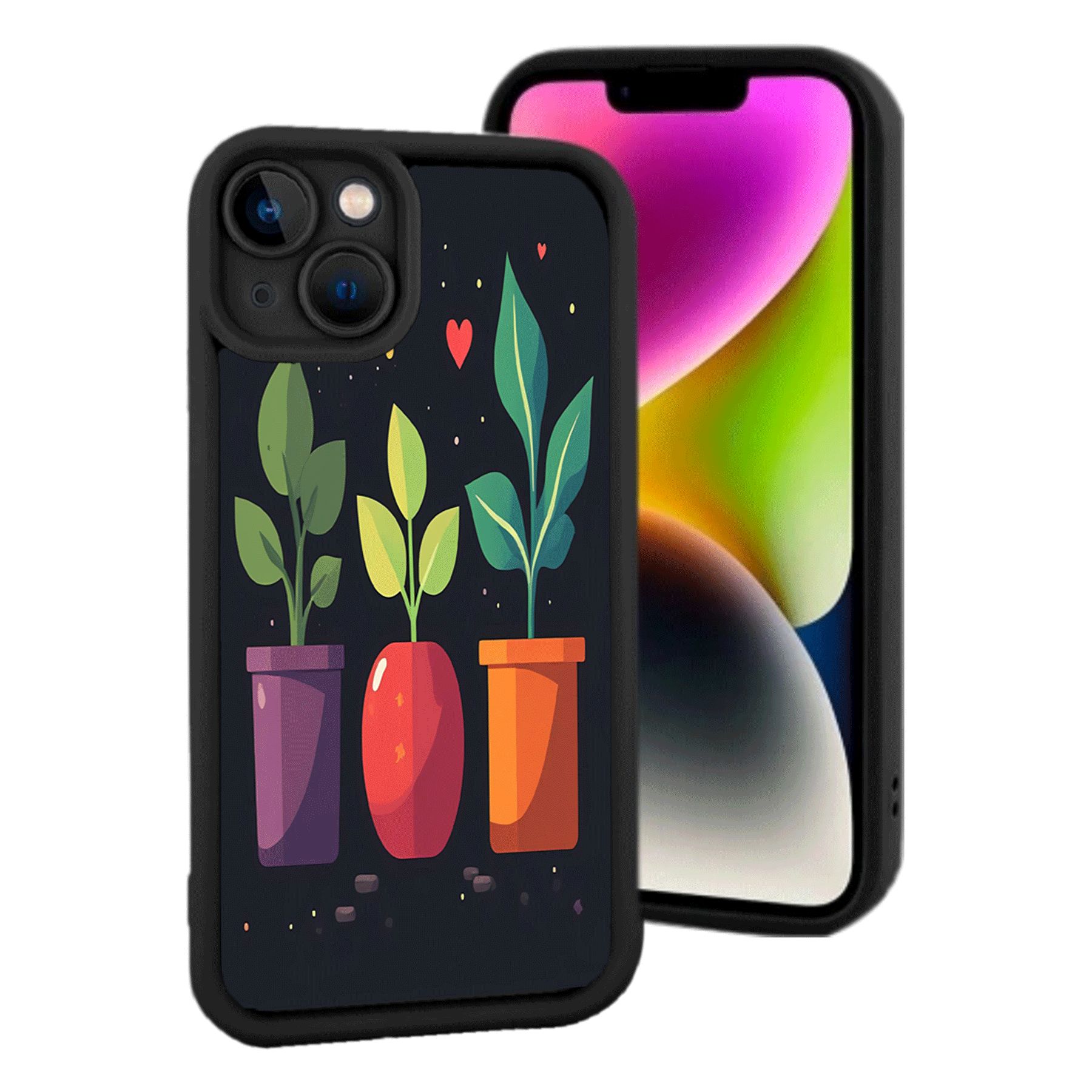 Colorful Potted Plants Design iPhone 15 Case - Lightweight Yellowing ...