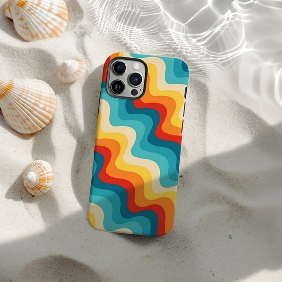 Colorful Preppy Wavy Painted Stripes Phone Case with iPhone 17 to 11 ...