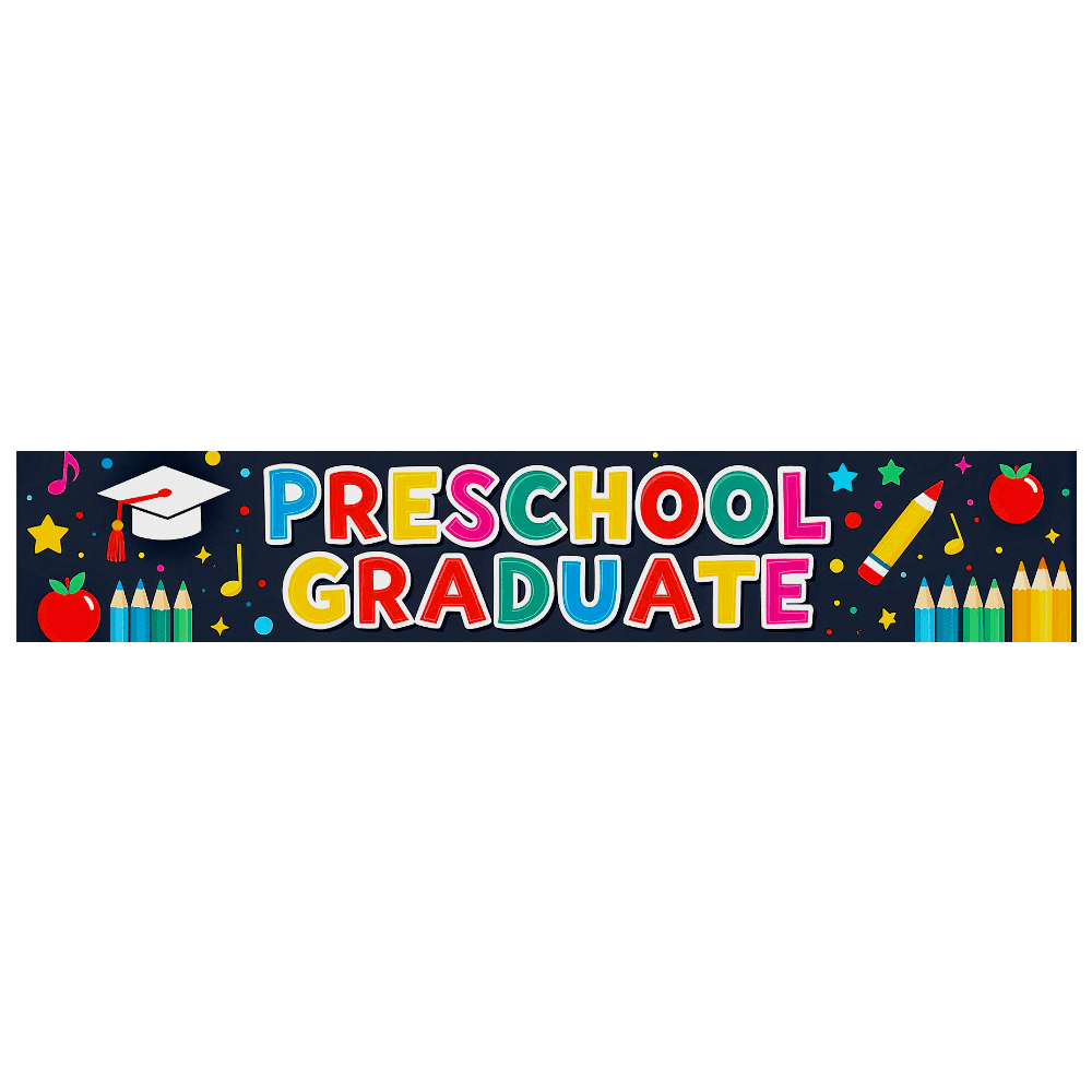 Colorful Preschool Graduate Theme Banner Background Party Decors ...