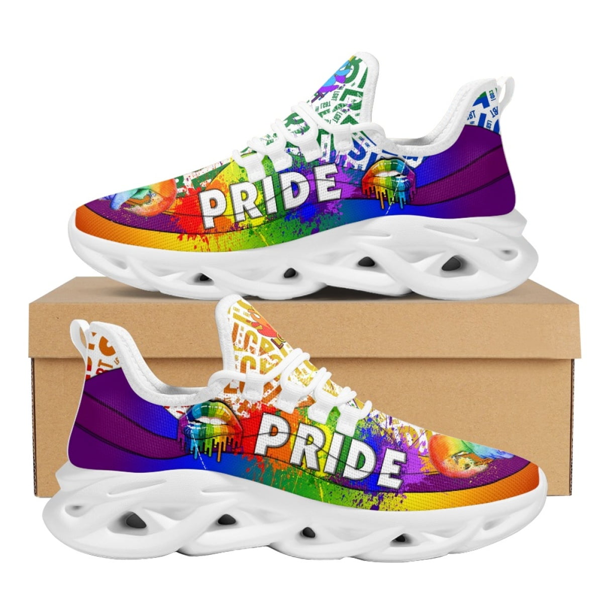 Colorful Pride LGBT Print Platform Shoes for Women Light Mesh Sneakers ...