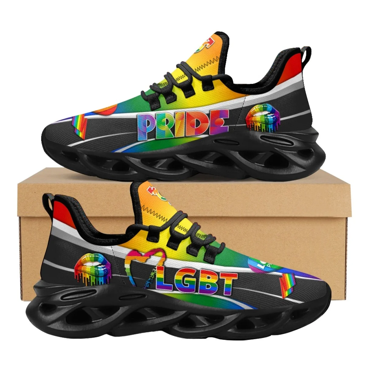Colorful Pride LGBT Print Platform Shoes for Women Light Mesh Sneakers ...