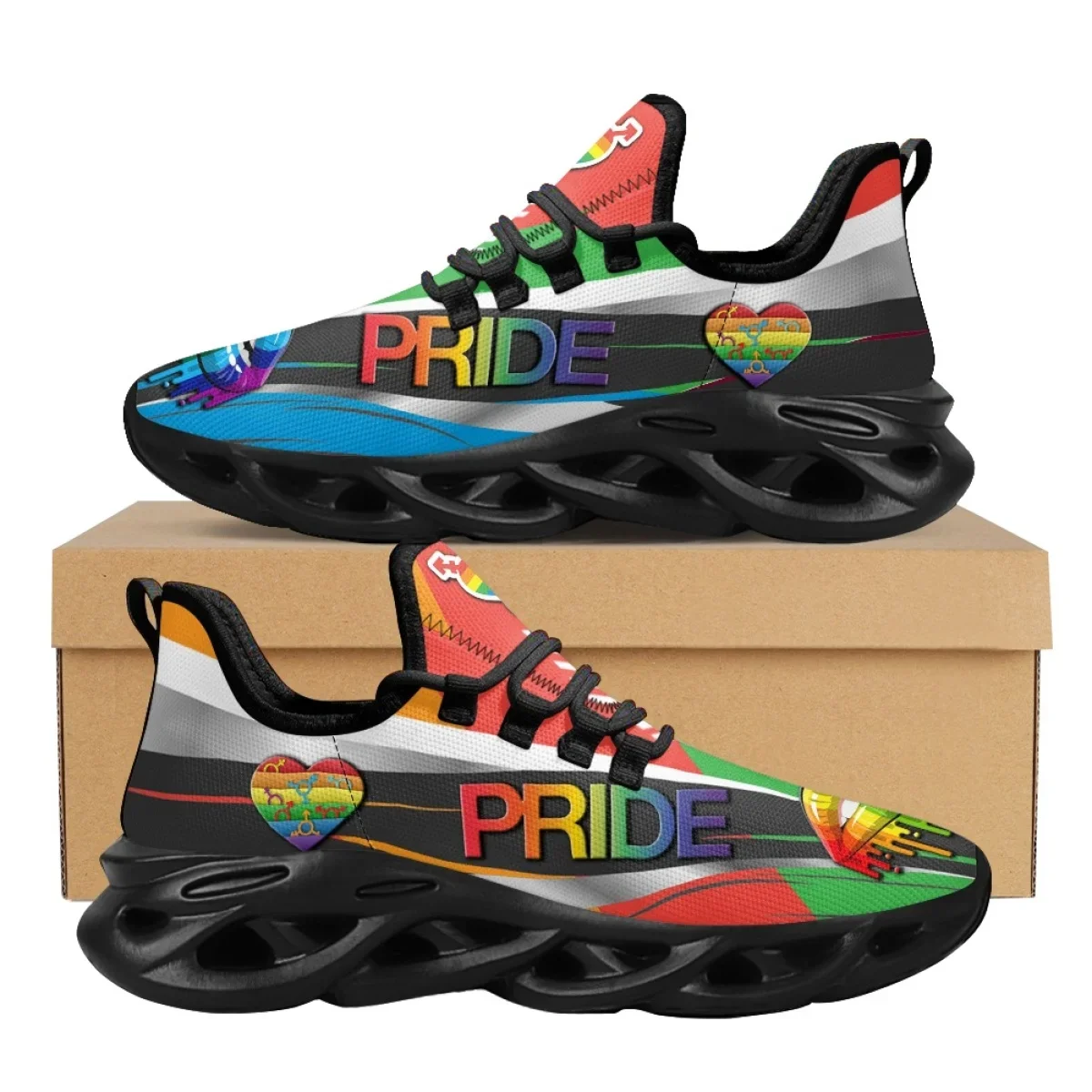 Colorful Pride LGBT Print Platform Shoes for Women Light Mesh Sneakers ...