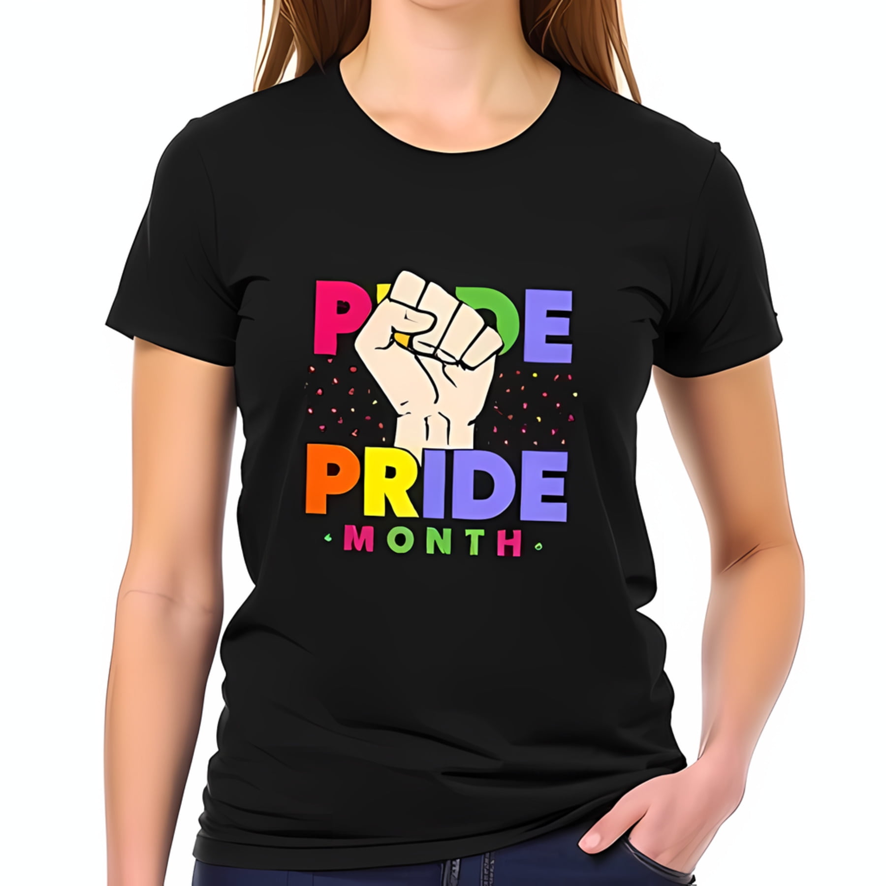 Colorful Pride Month Cotton Short Sleeve T-Shirt with Design and Bold ...
