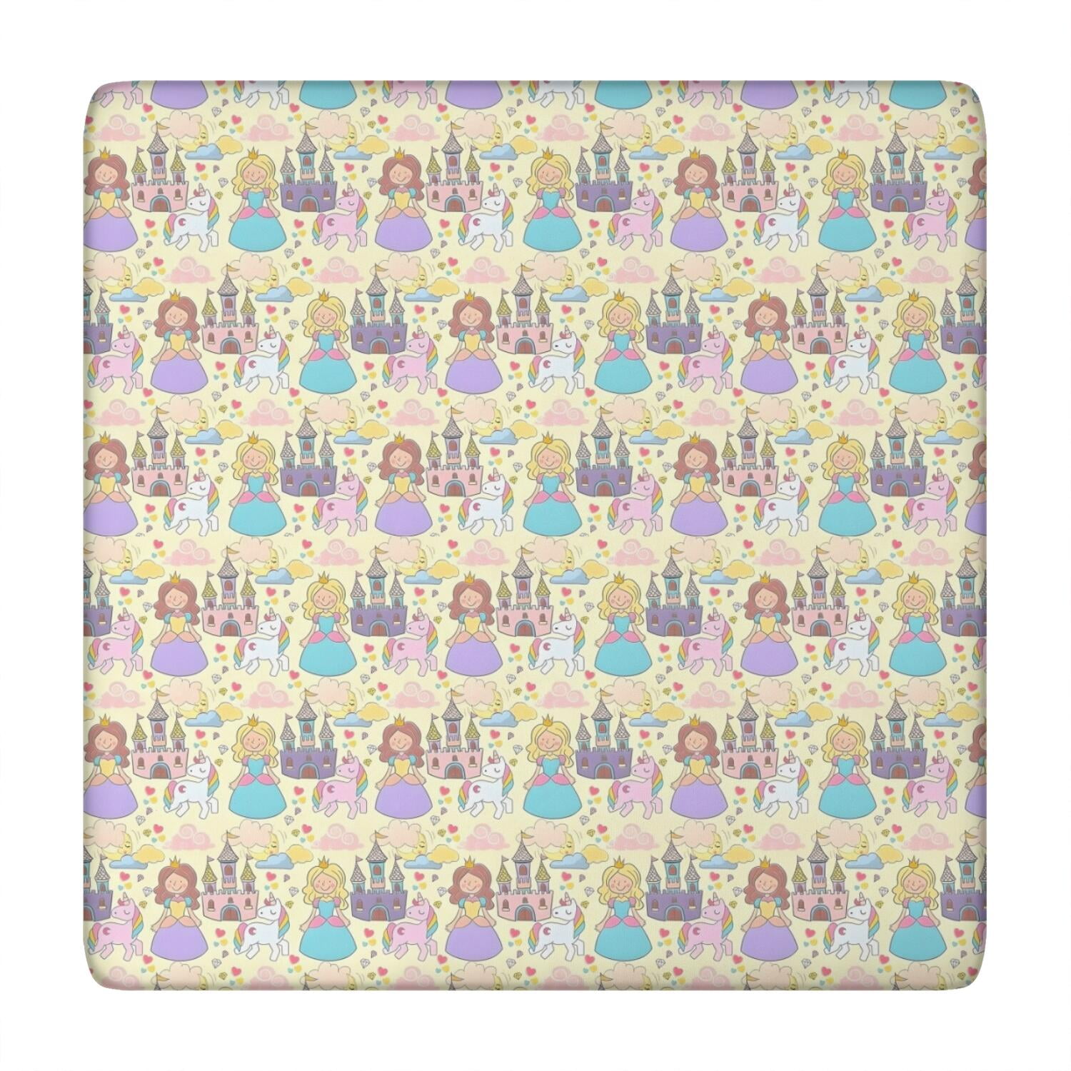 Colorful Princess Castle Pattern Square Fitted Tablecloth with Elastic ...