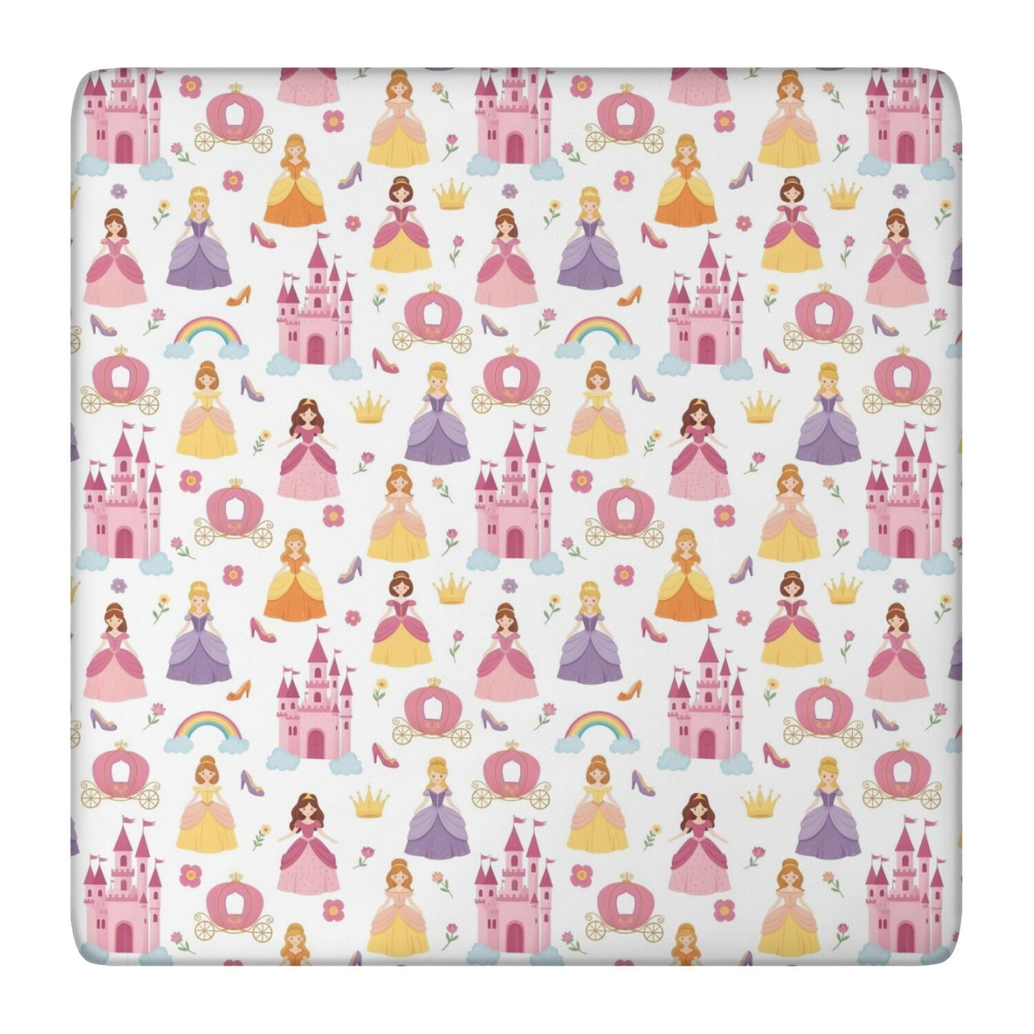 Colorful Princess Castle Pattern Square Fitted Tablecloth with Elastic ...