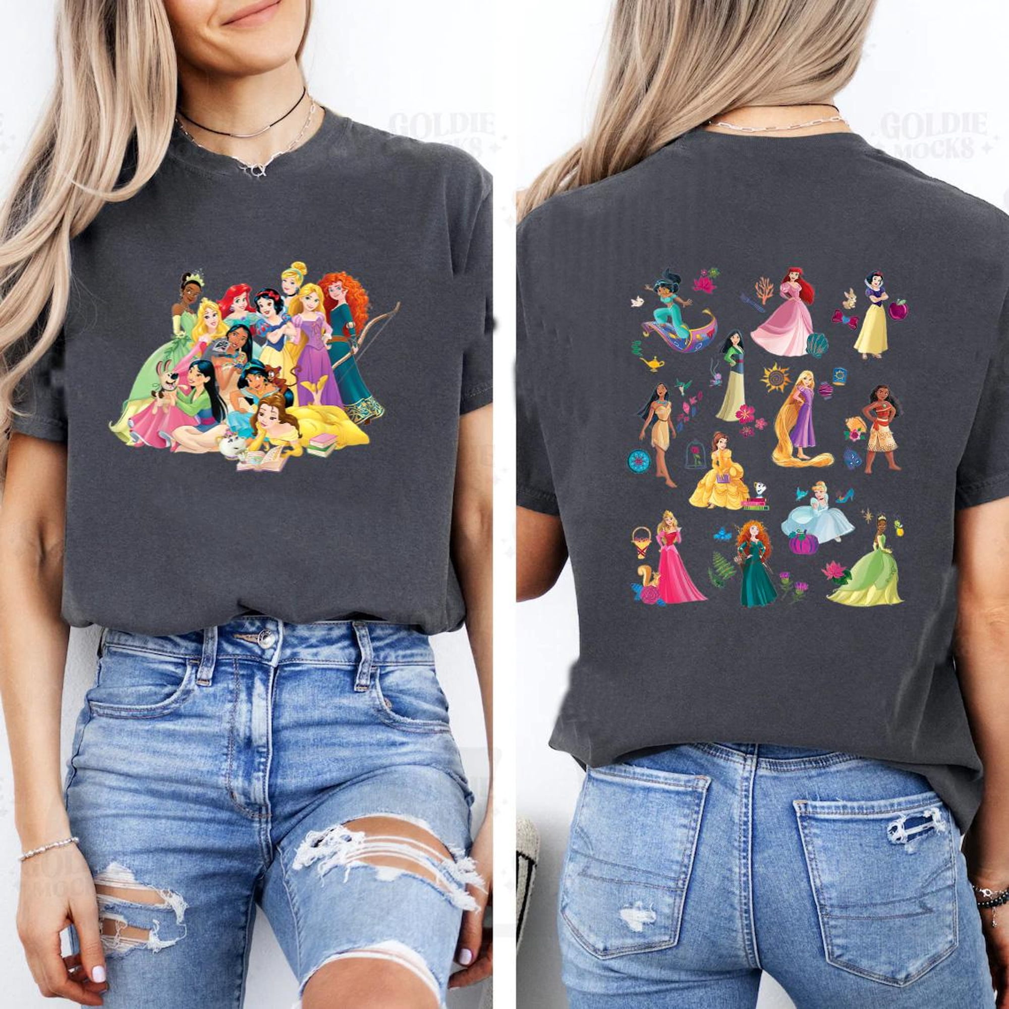Colorful Princess Characters Comfort Colors Retro Shirt for Fun Group ...
