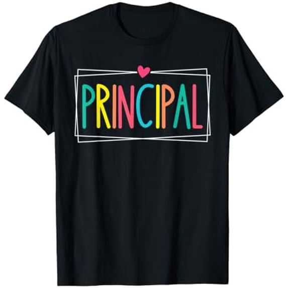 Colorful Principal Heart Design T-Shirt for Educators Who Love Their ...