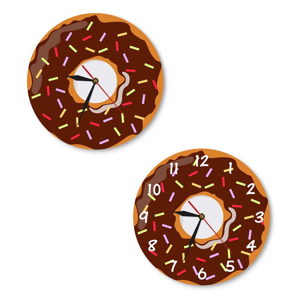 Colorful Printed Doughnut Wall Clock Kawaii Dessert Sweets Modern Wall ...