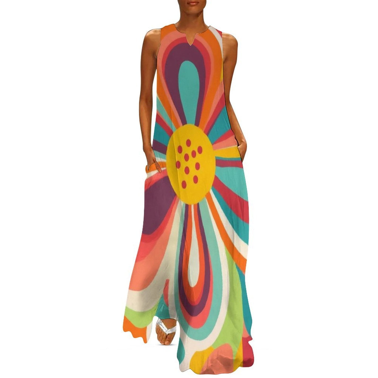 Colorful Psychedelic Floral Retro Long Dress luxury evening dresses ...