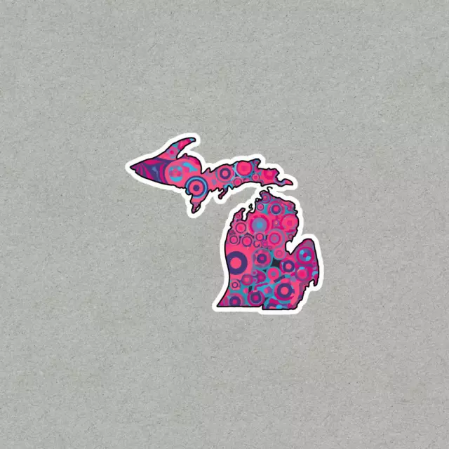 Colorful Psychedelic Michigan Map Sticker - Groovy Retro State ...