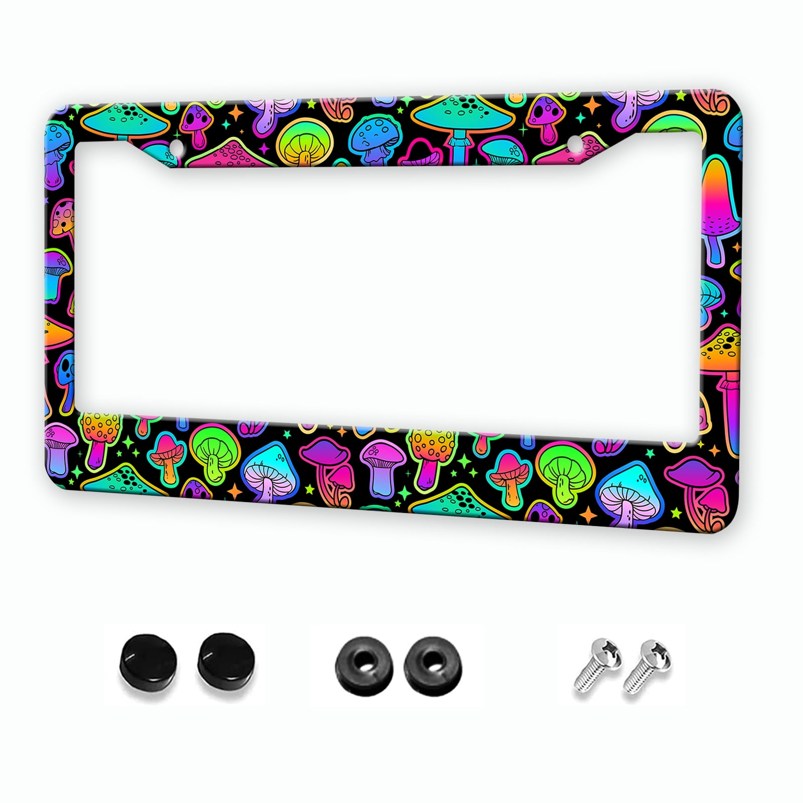 Colorful Psychedelic Mushrooms License Plate Frames Personalized ...