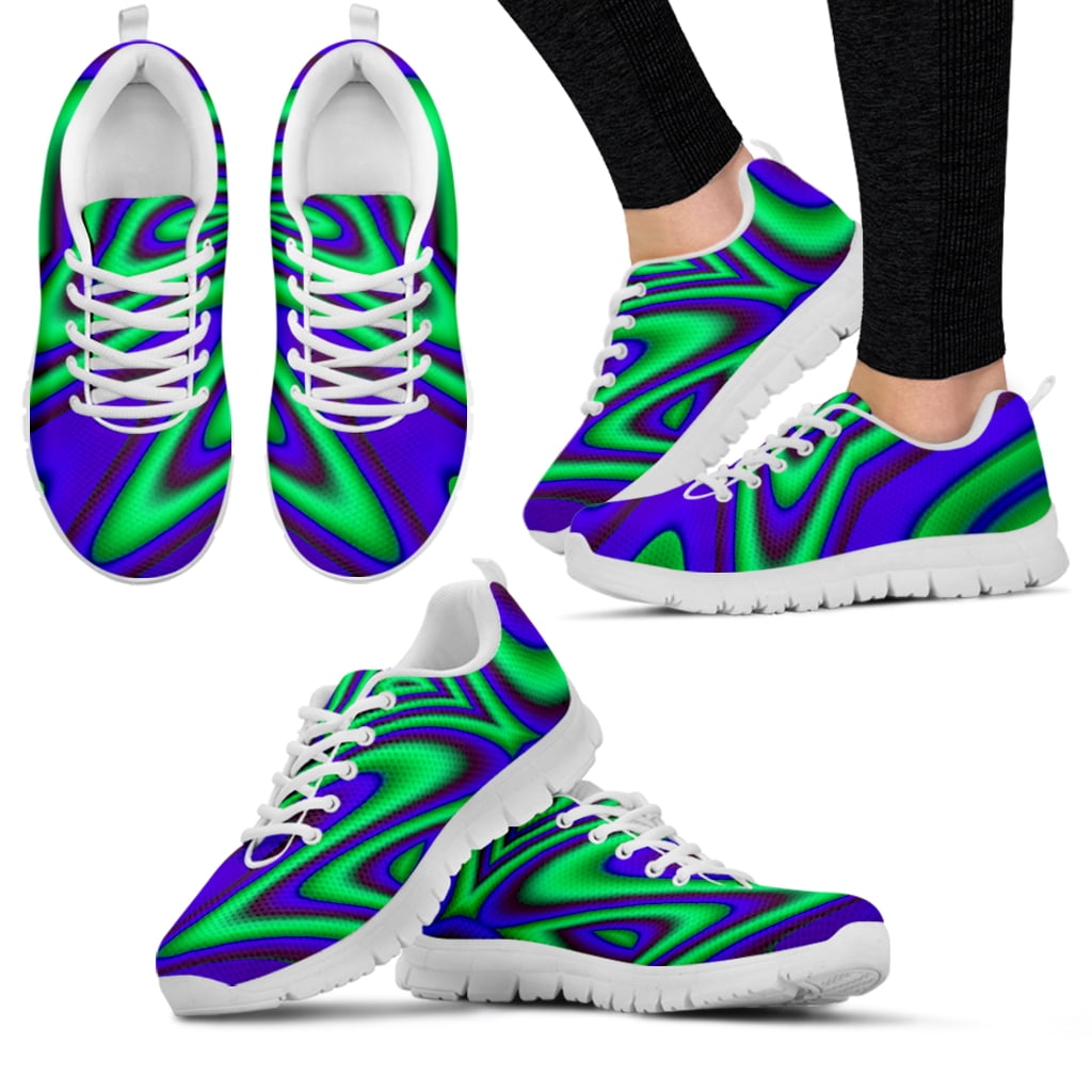 Colorful Psychedelic Print Shoes Abstract Art Sneakers Black Sole Lace ...
