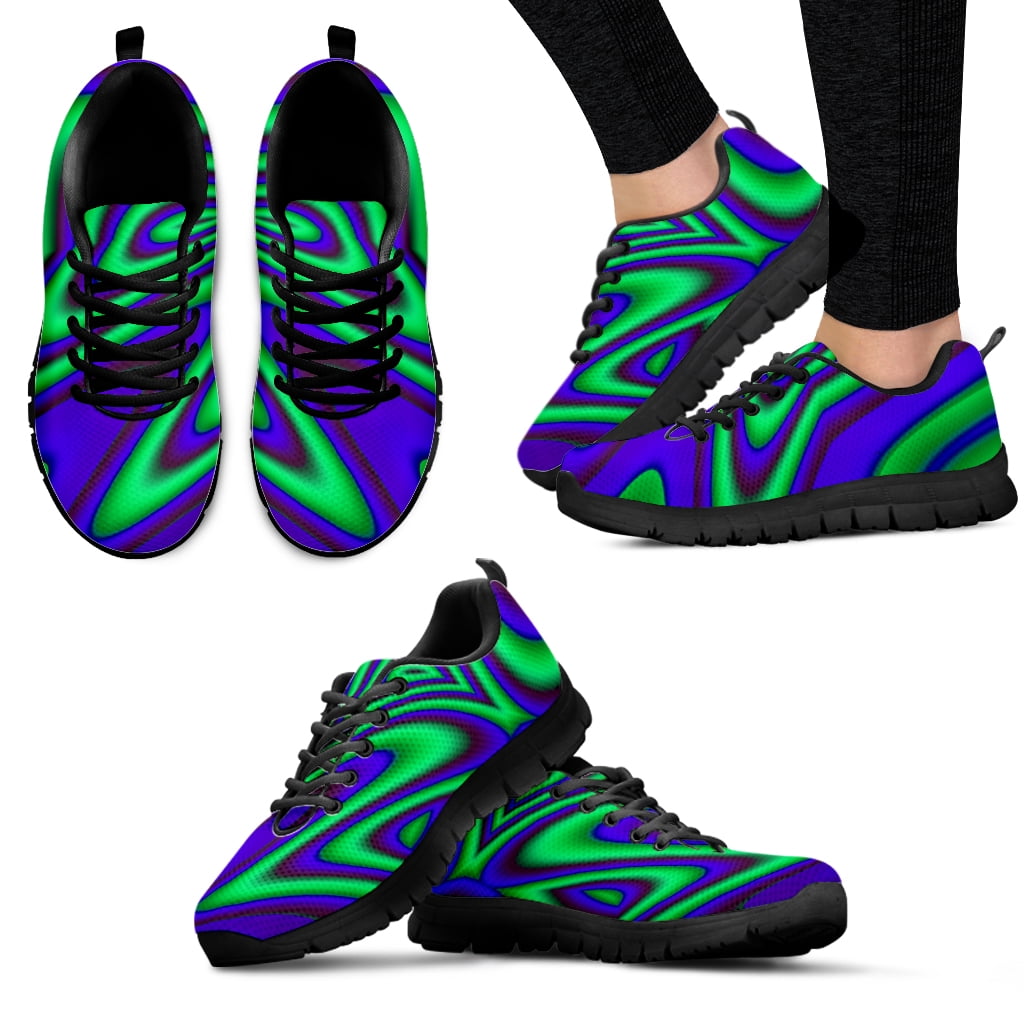 Colorful Psychedelic Print Shoes Abstract Art Sneakers Black Sole Lace ...