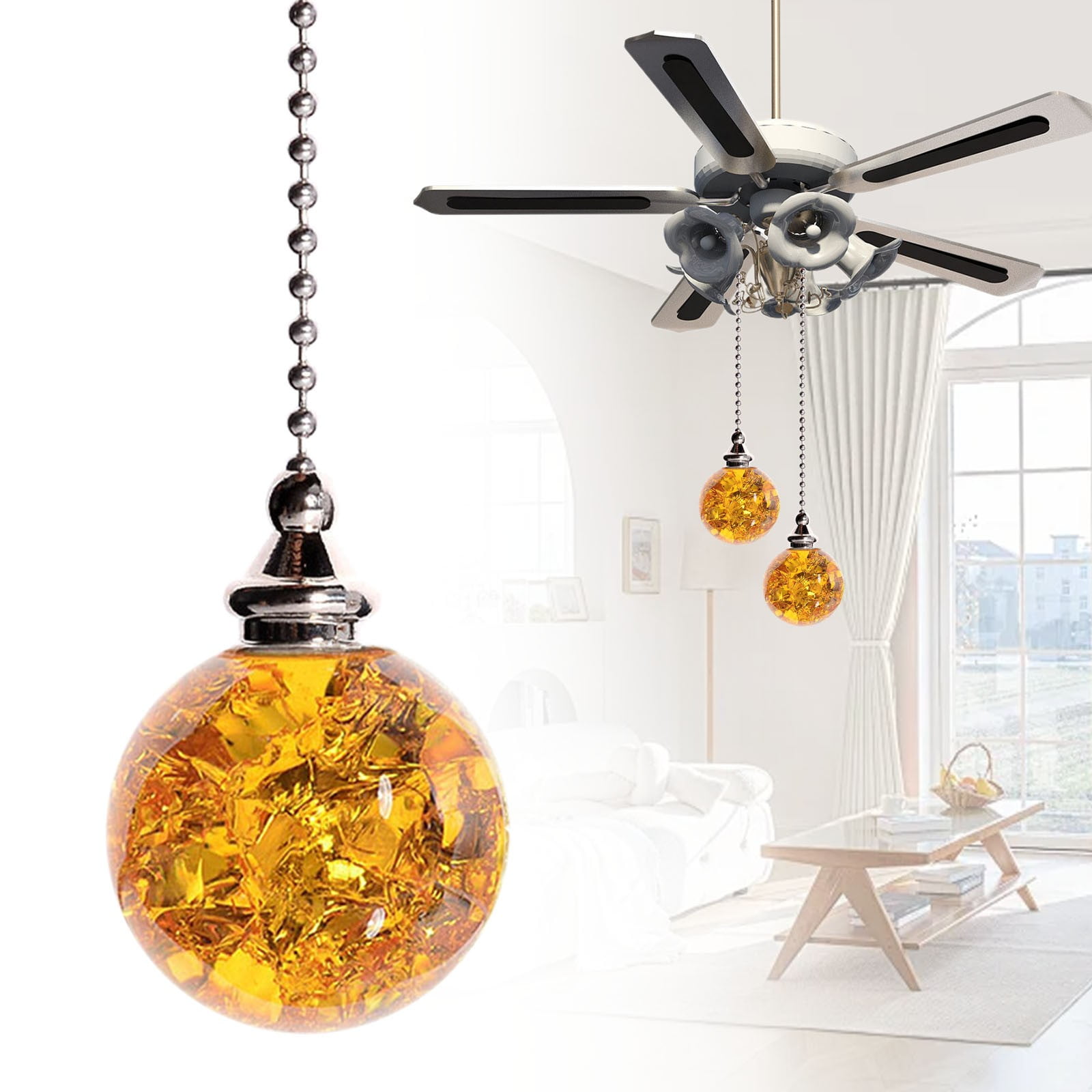 Colorful Pull Chains Crystal Glass Ice Cracked Ball Pull Chain for ...