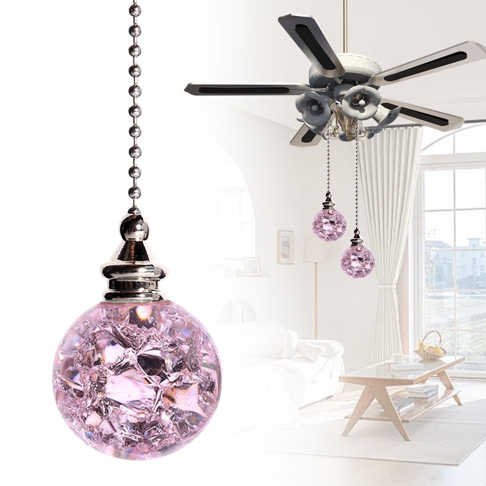 Colorful Pull Chains Crystal Glass Ice Cracked Ball Pull Chain for ...