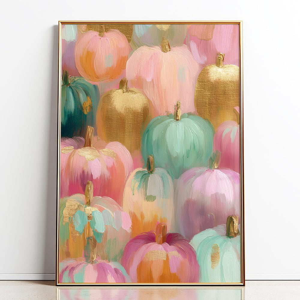 Colorful Pumpkins Print Modern Fall Wall Art Abstract Autumn Poster ...