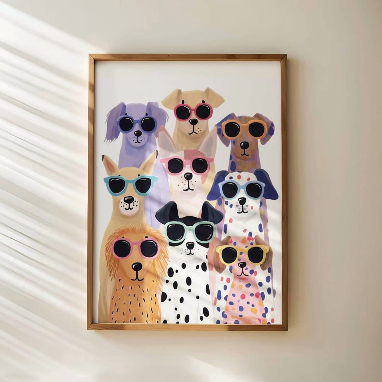 Colorful Puppy Portrait Print: Funny Dog Wall Art, Kids Nursery Décor ...