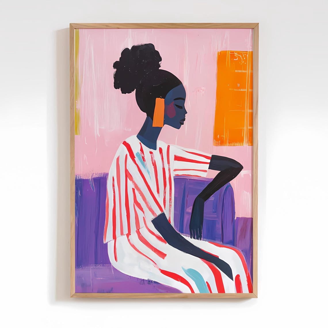Colorful Purple People Art Mid Century African Wall Art Vibrant Modern ...