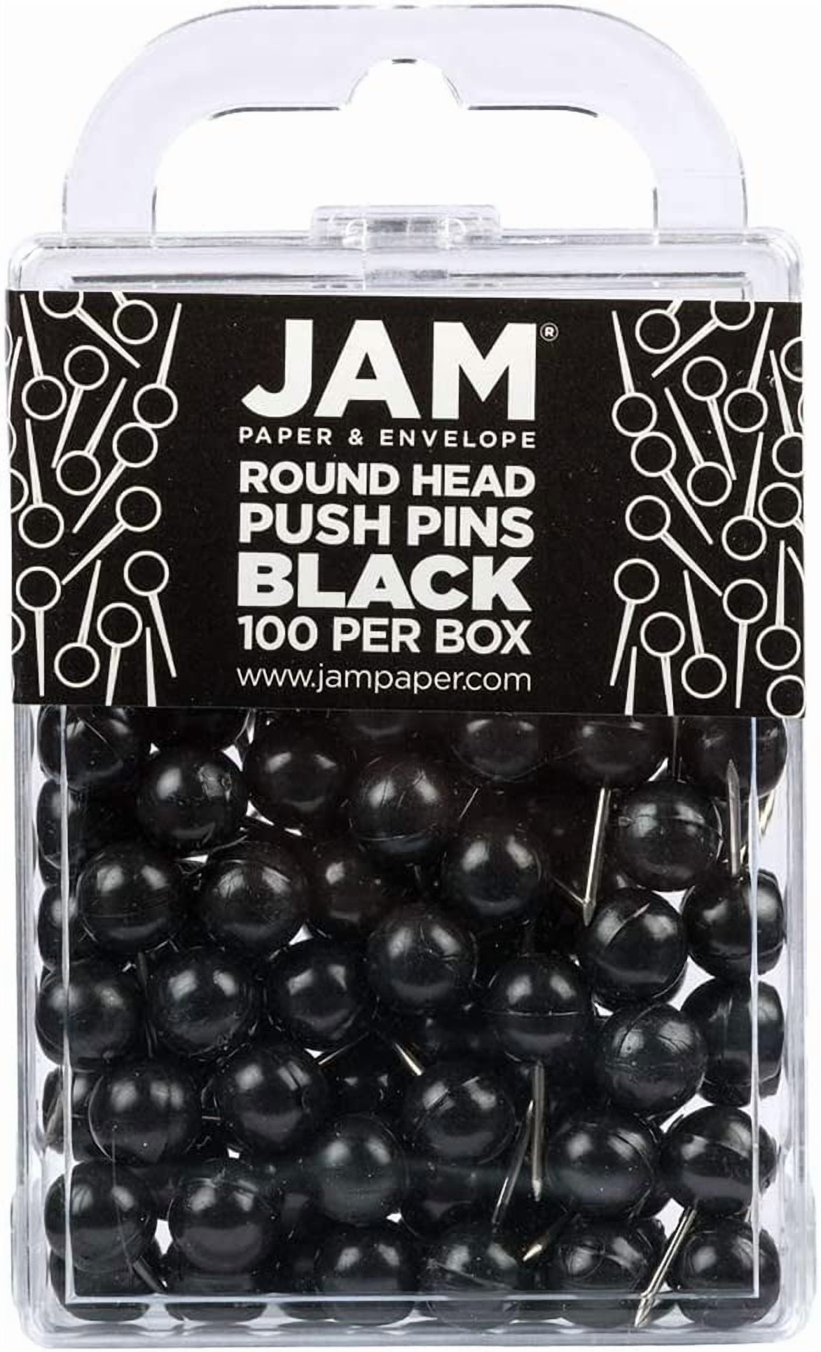 Colorful Push Pins - Round Head Map Thumb Tacks - Black Pushpins - 100 ...