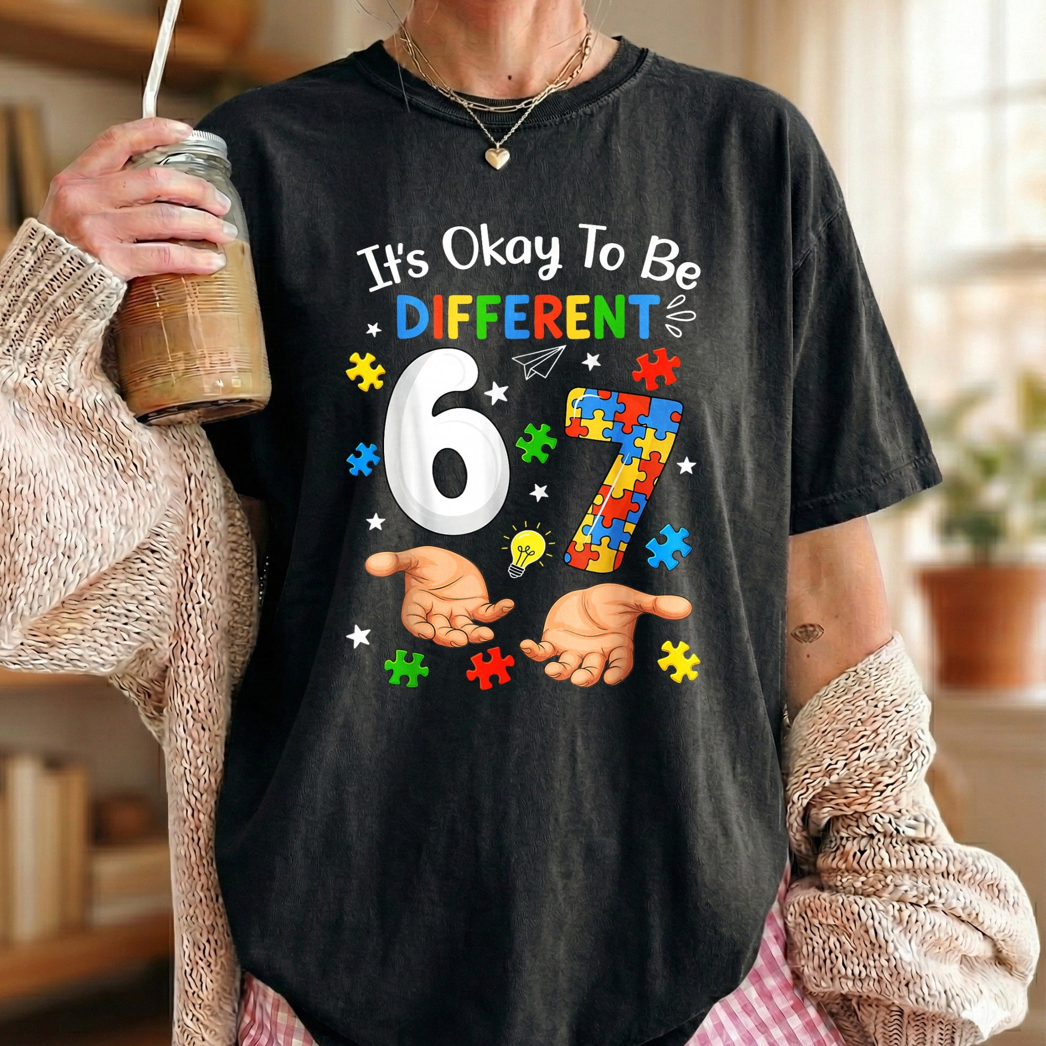 Colorful Puzzle Piece Autism Awareness Comfort Colors T-Shirt ...