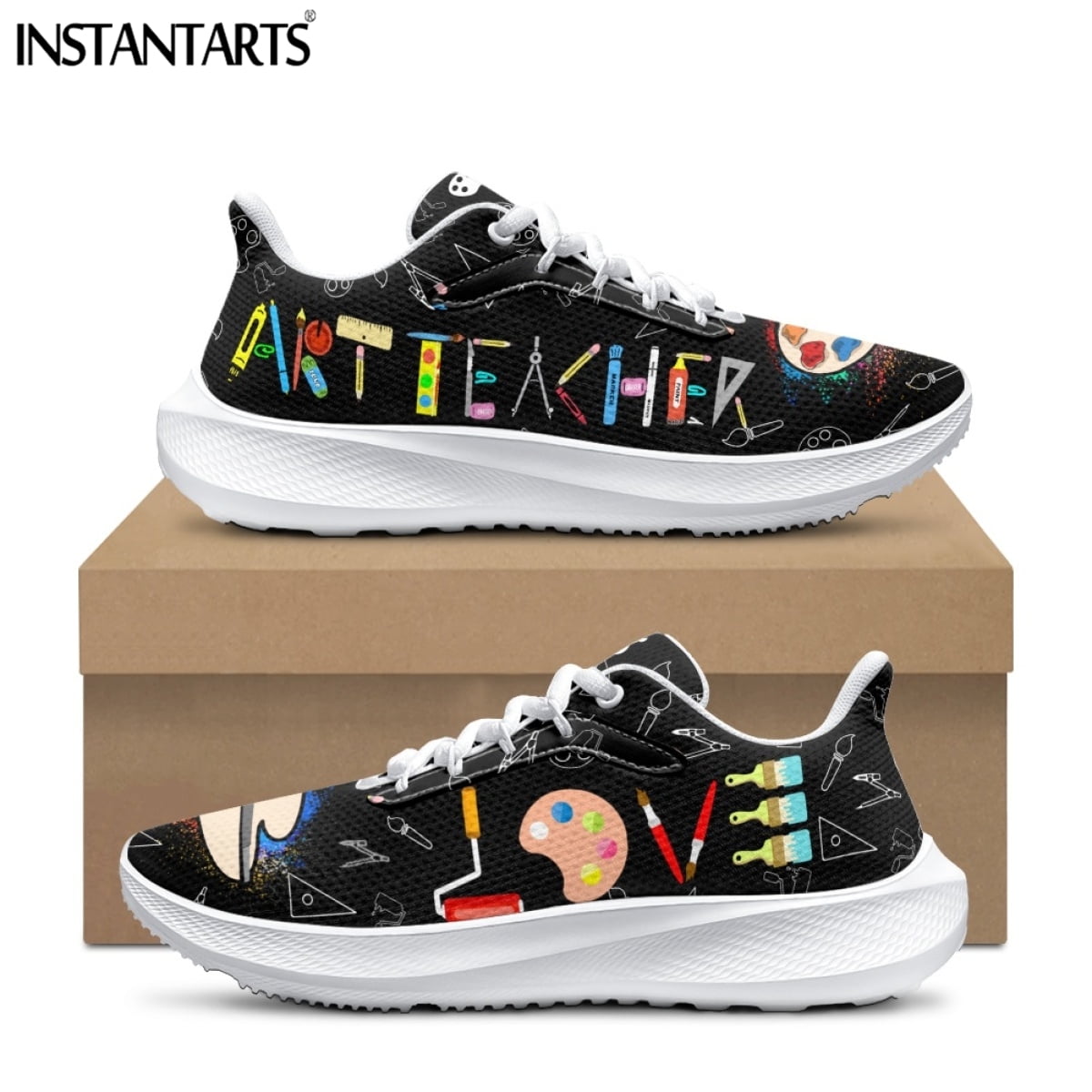 Colorful Puzzle Women's Sport Sneakers Outdoor Cushion Tennis Autism ...